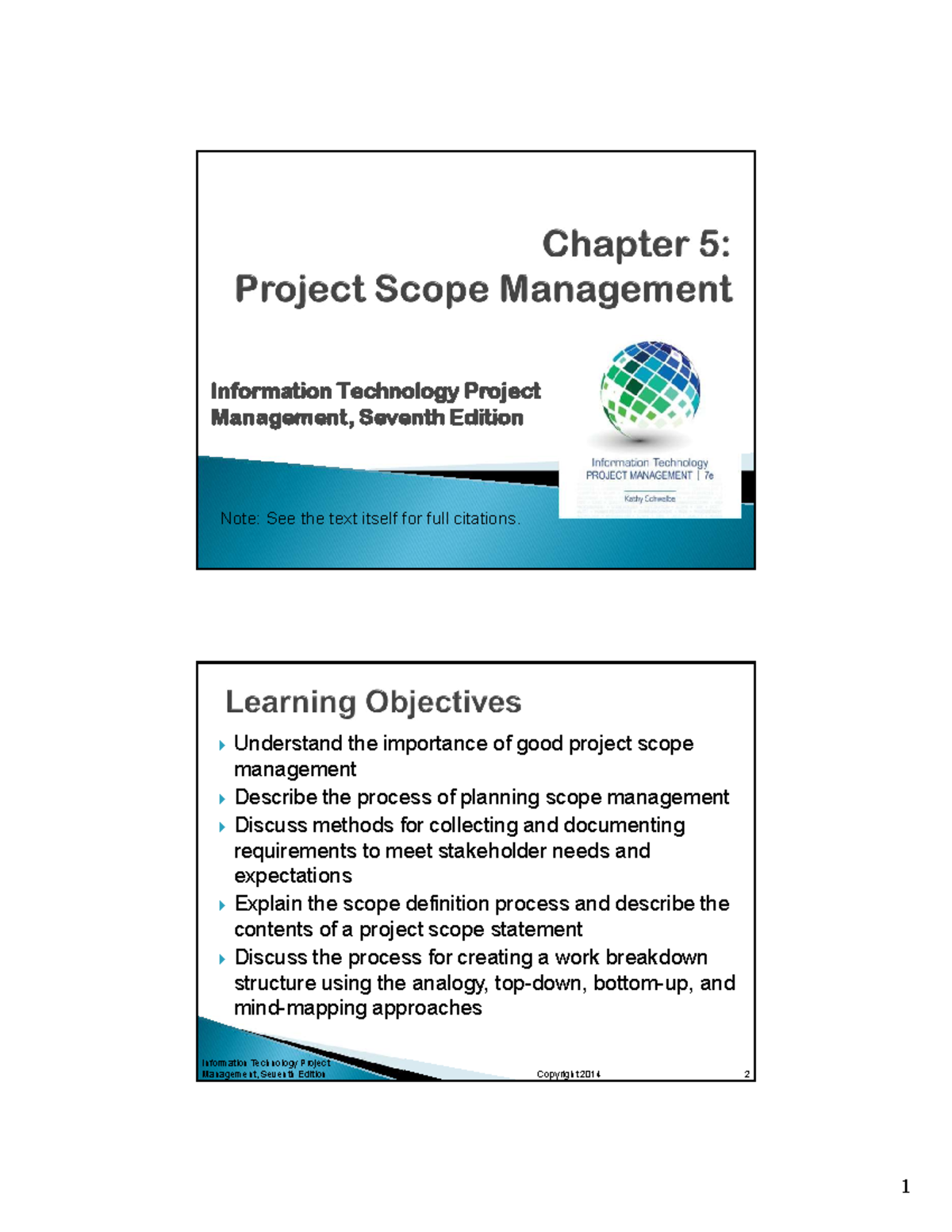IT Project Management: Scope Management Insights (ITPM 7th Ed.) - Studocu