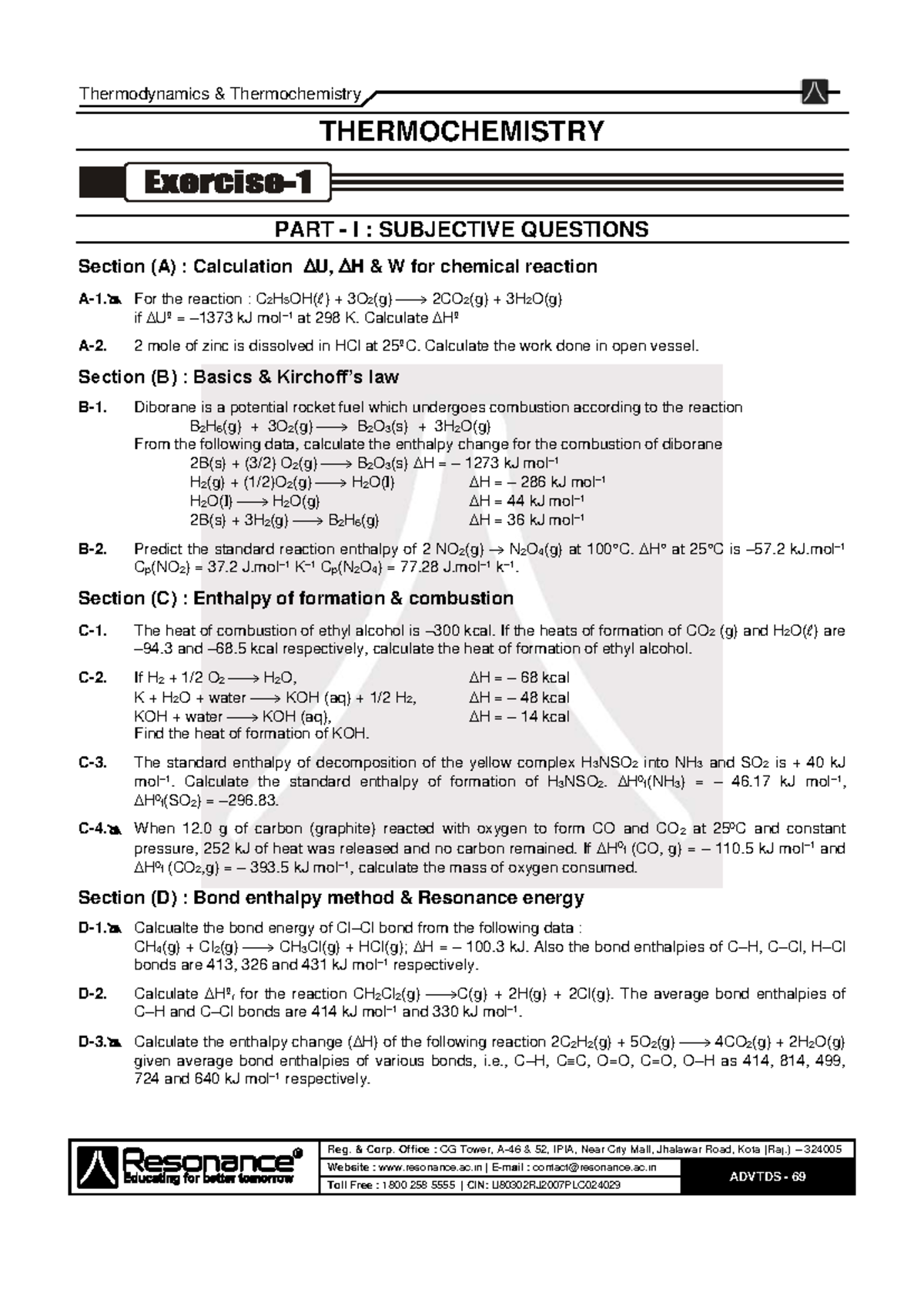 THERM 101: Thermochemistry Subjective Questions & Calculations - Studocu