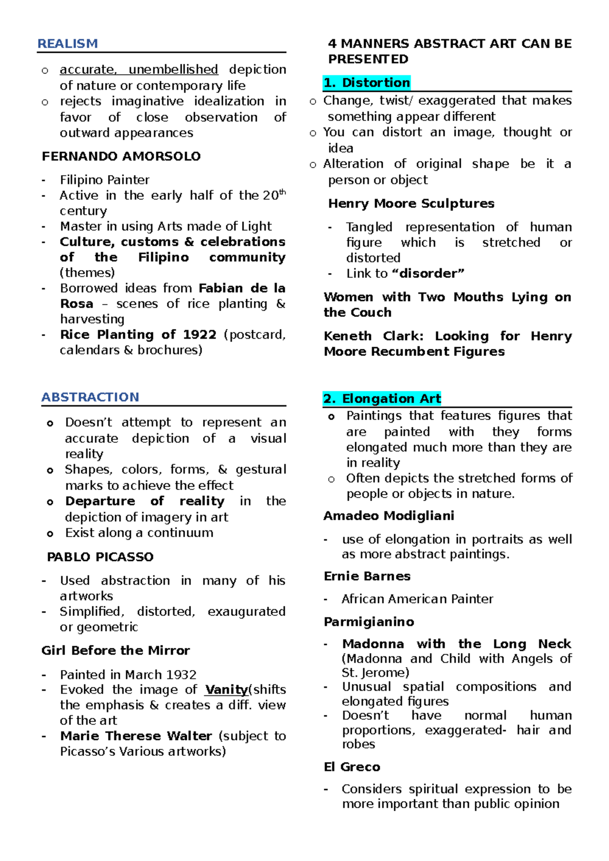Art Appreciation (Course Code: ART101) Midterm Summary on Realism and ...
