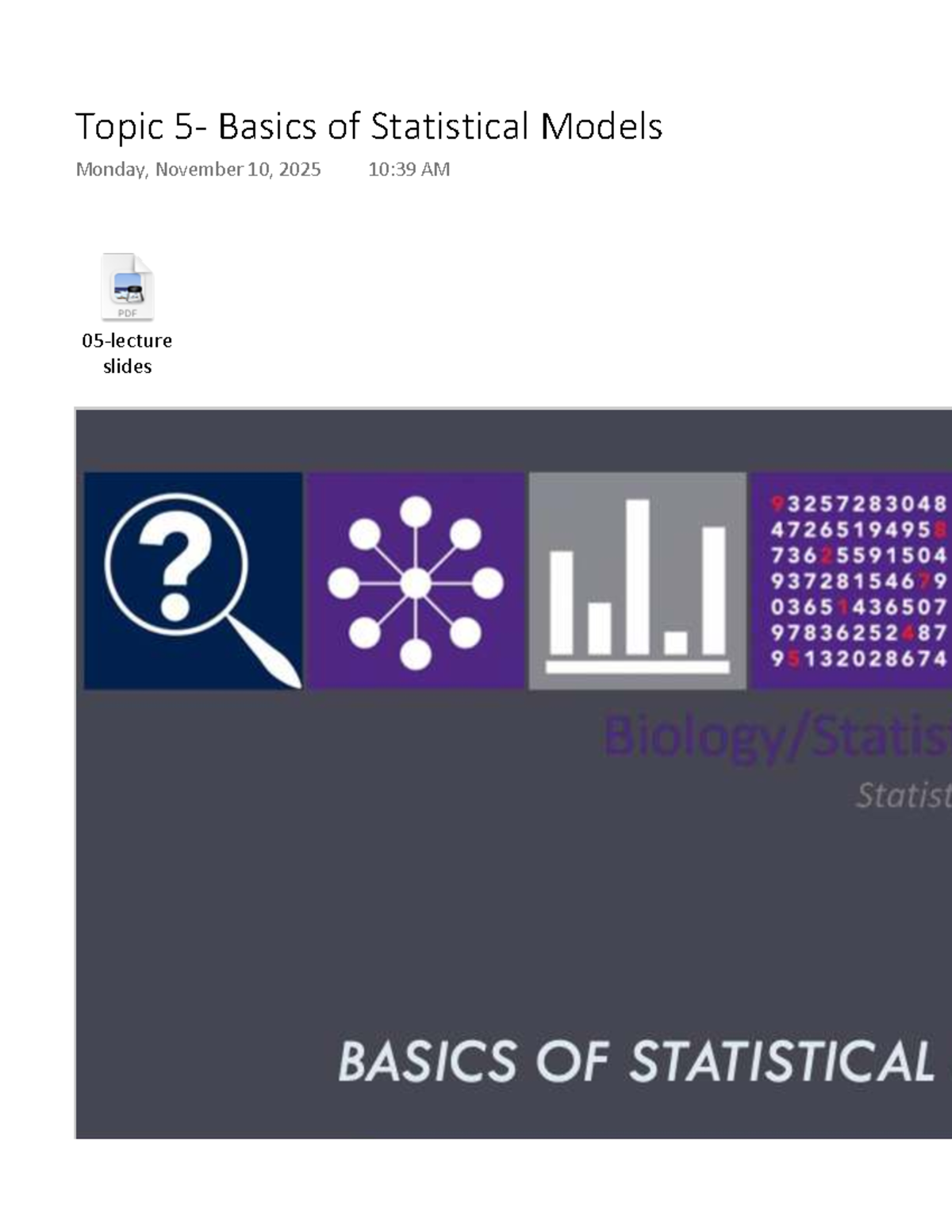T5: Basics of Statistical Models - Lecture Notes - Studocu
