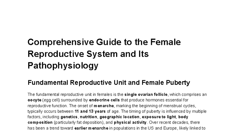 Comprehensive Guide to Female Reproductive System & Pathophysiology ...