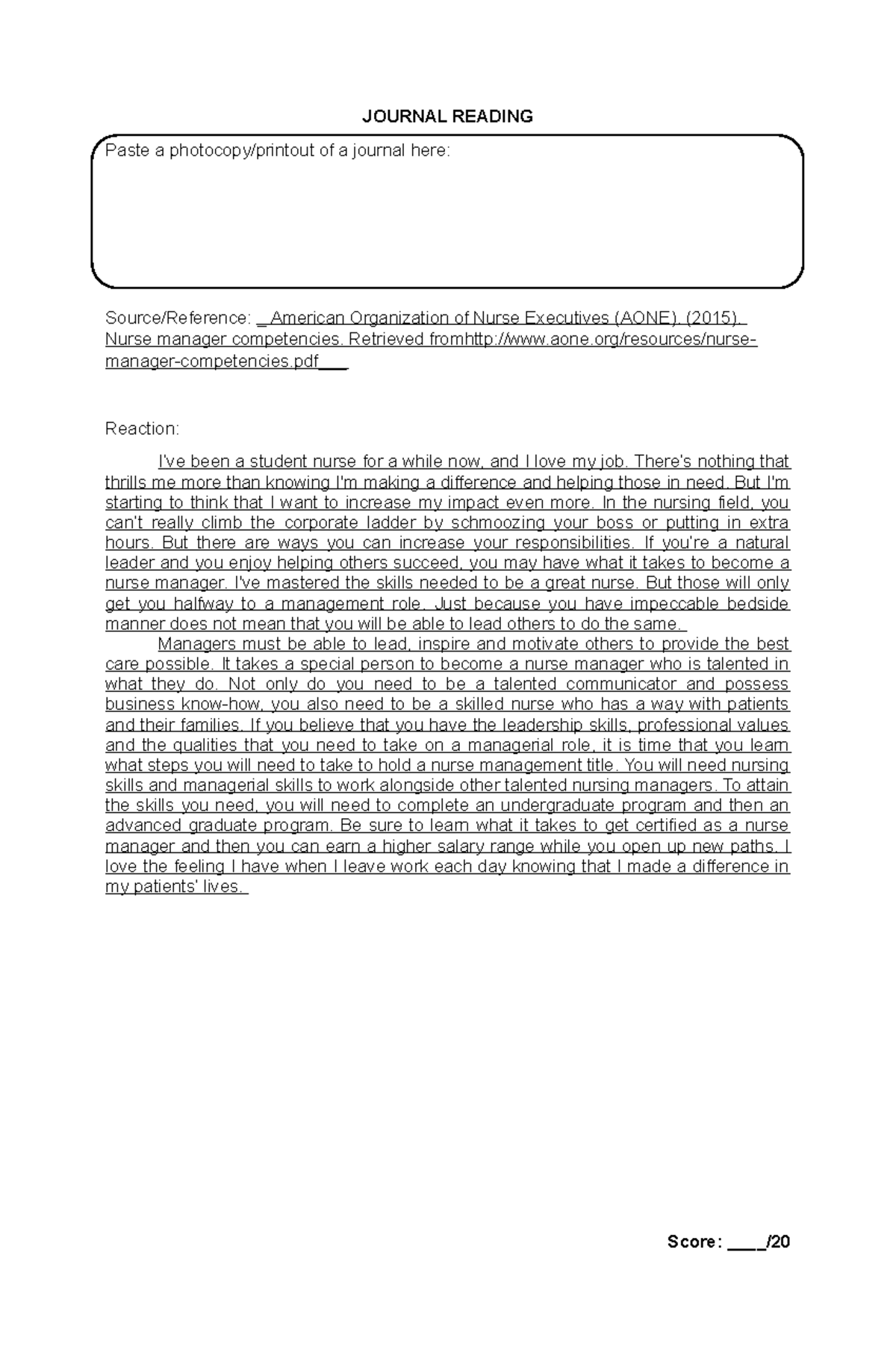 12 19 26 j - Journal reading - JOURNAL READING Paste a photocopy ...