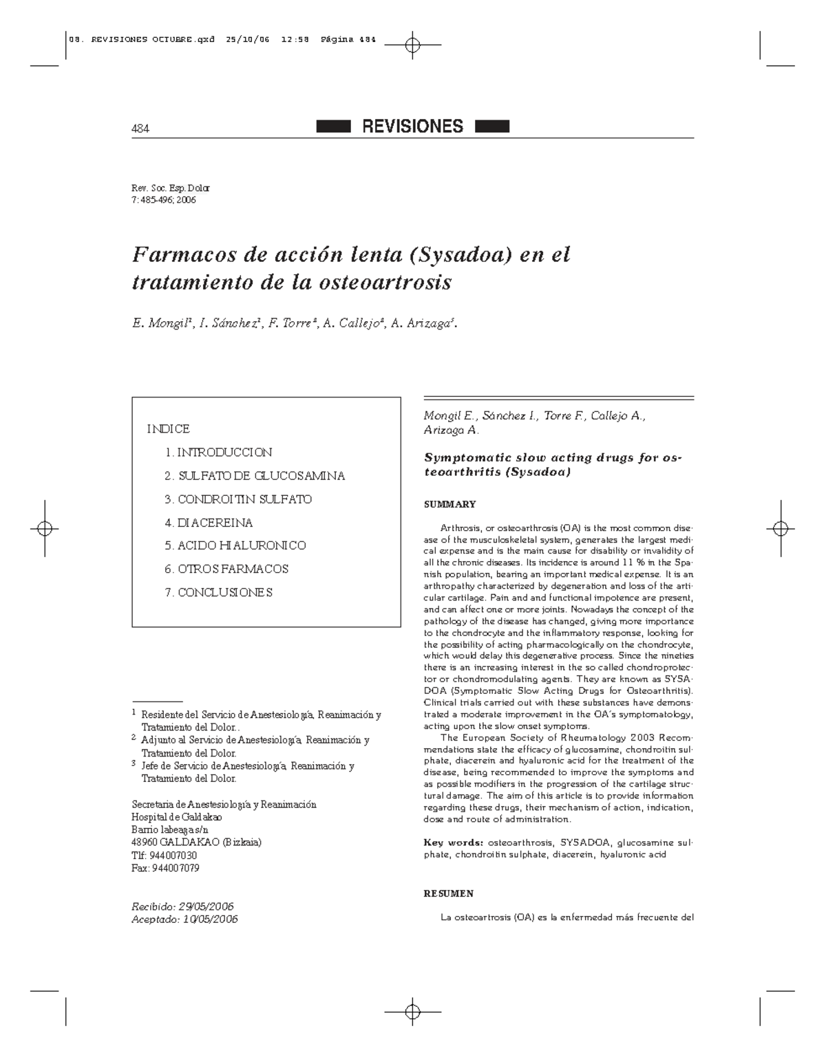 Fármacos SYSADOA en el Tratamiento de la Osteoartrosis: Revisión 2024 ...