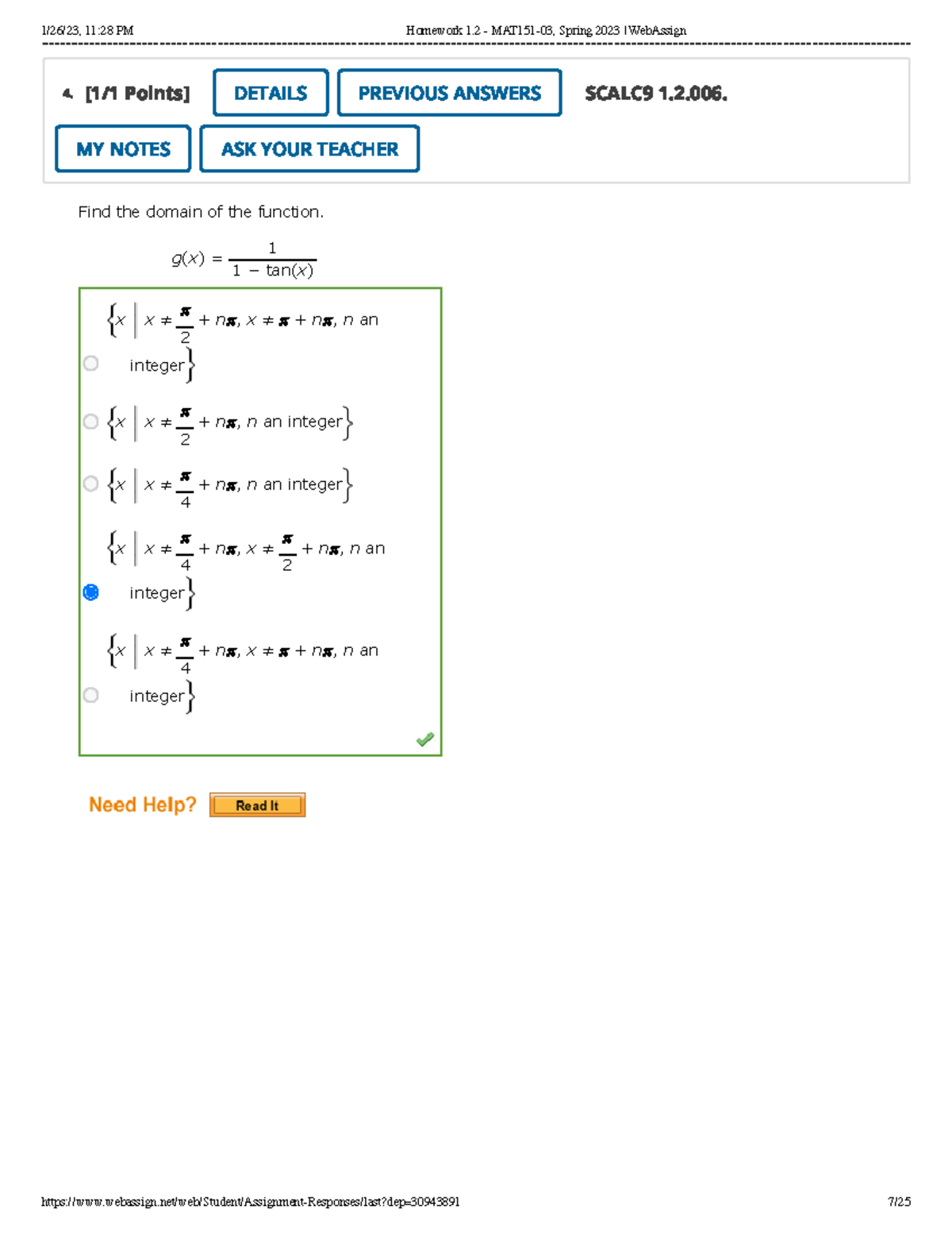 Homework 1 - Calculus - Find the domain of the function. g(x) = 1 1 − ...