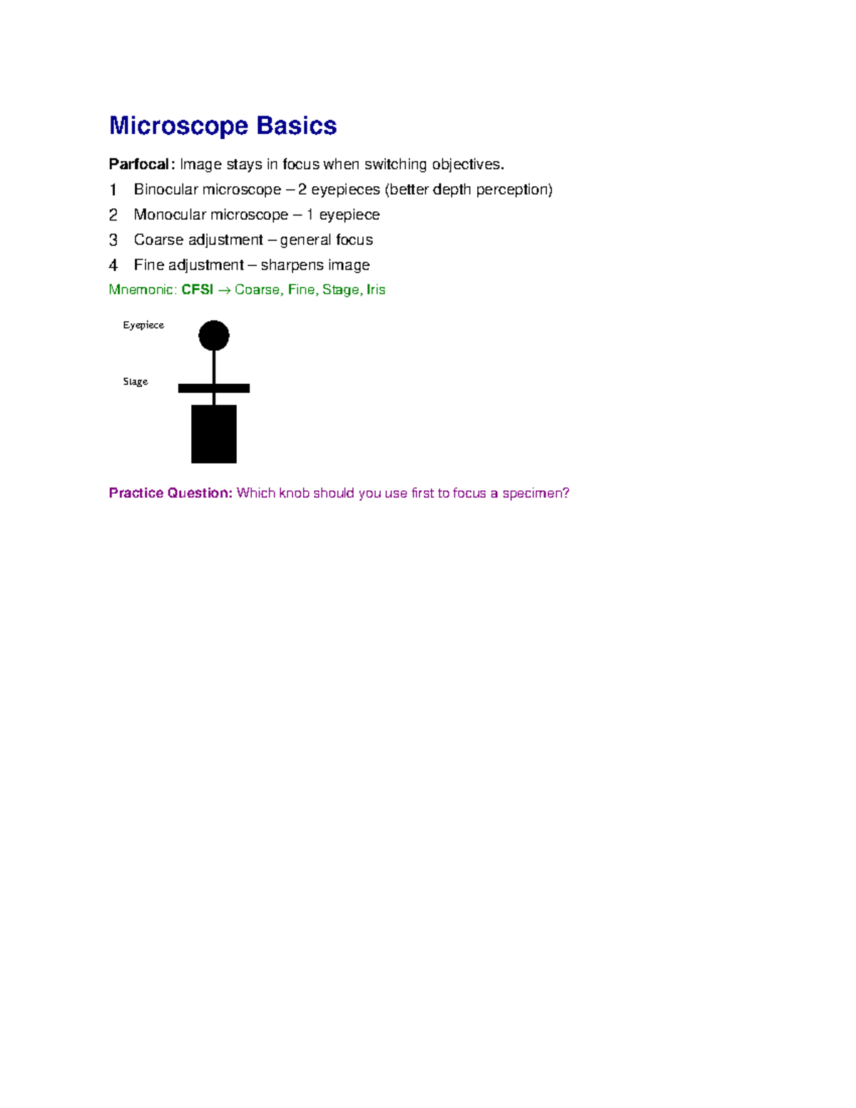 AP Study Guide: Microscope Basics & Body Planes Overview - Studocu