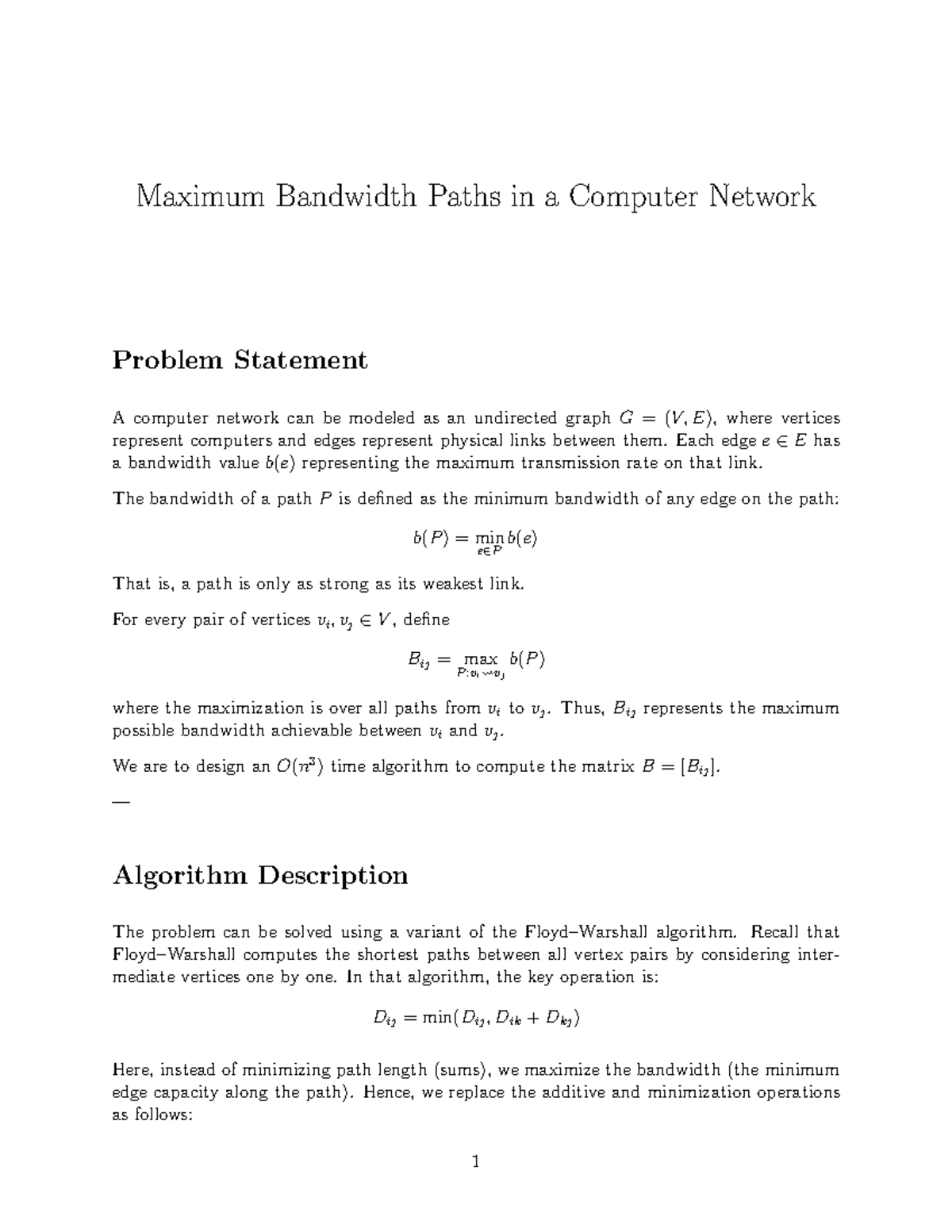 Graph Algorithms - Maximum Bandwidth Paths (CS 101) - Studocu