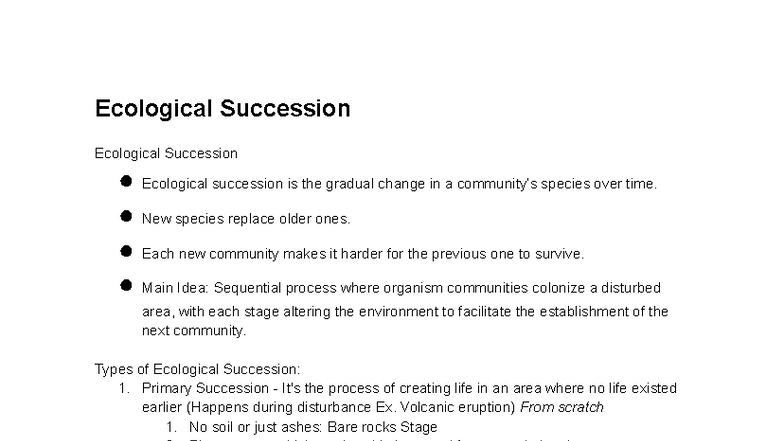 Environmental Science Finals: Ecological Succession & Biogeochemical ...