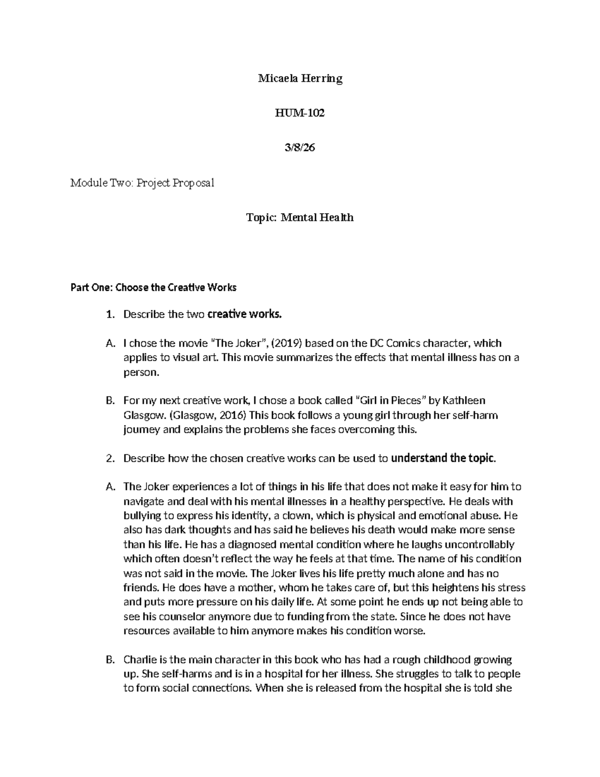 Hum 202 Module 2: Project Proposal on Mental Health Analysis - Studocu