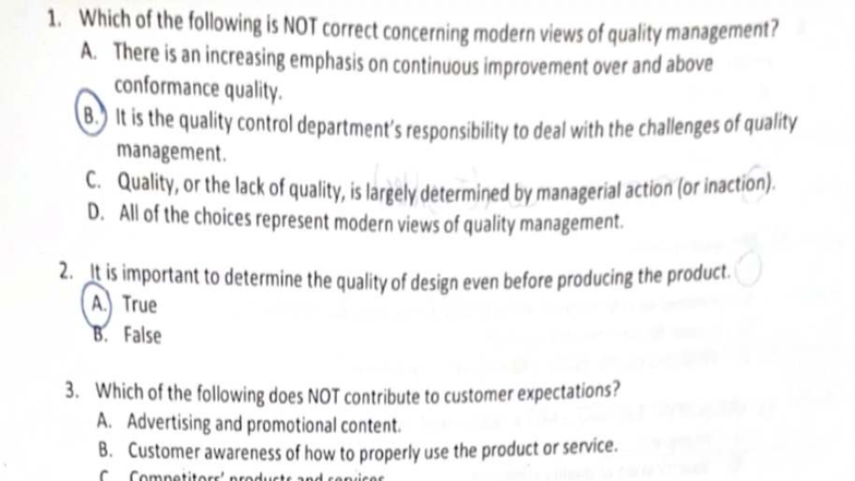 Quality Management Concepts and Customer Expectations - ARM101 - Studocu