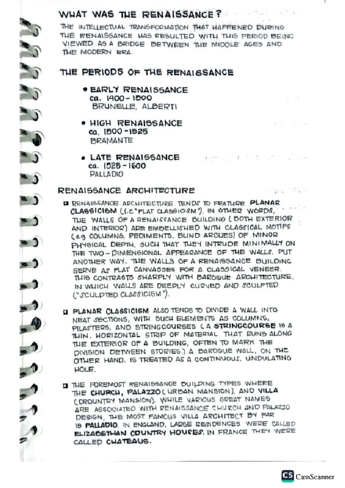 ARCH 101: Renaissance Architecture Overview and Key Figures - Studocu