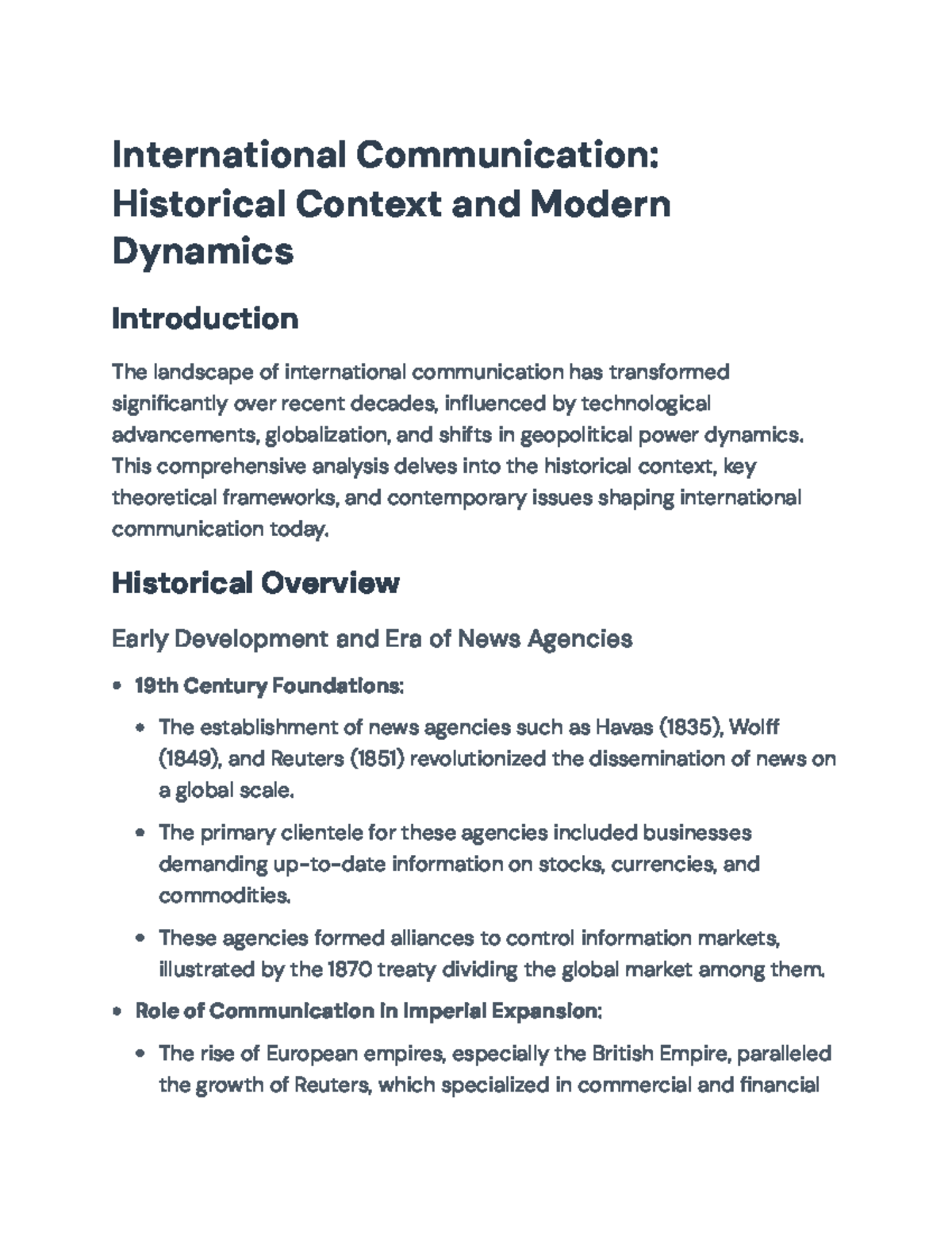 International Communication (IC 101): Historical Context & Modern ...