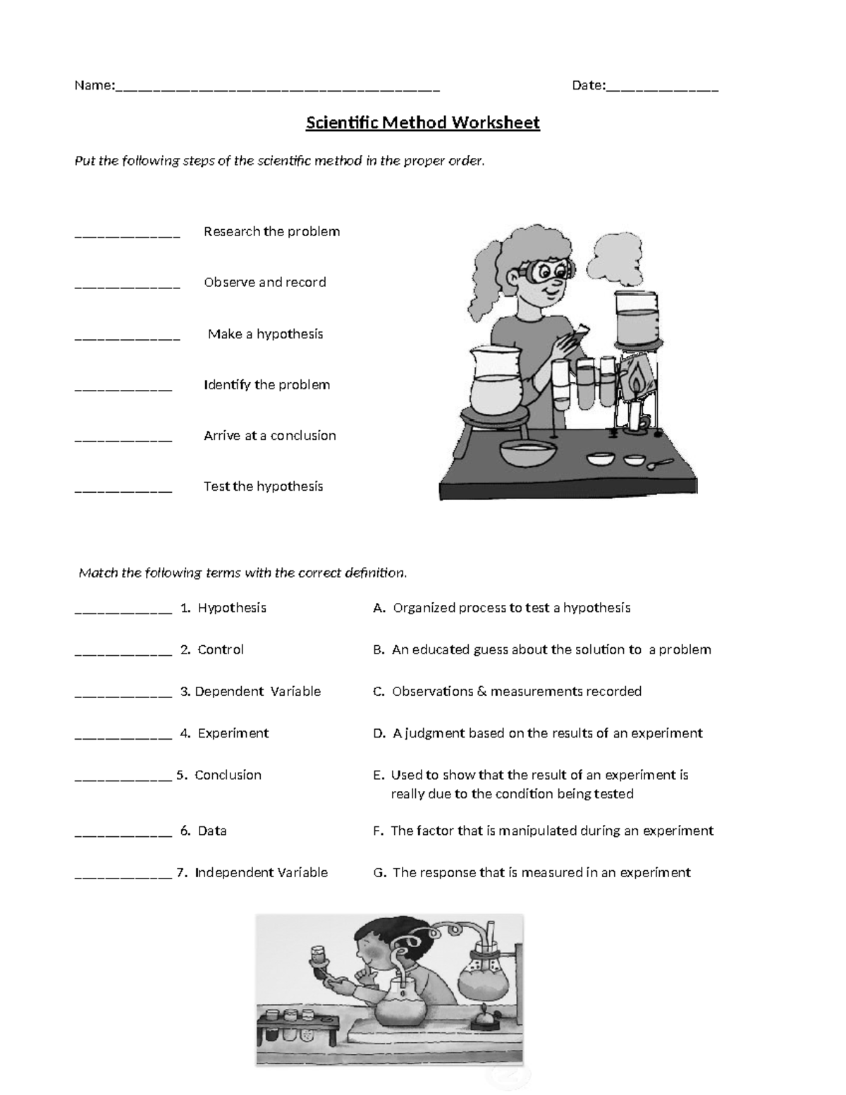 Scientific Method Worksheet - Ordered Steps & Definitions - Studocu