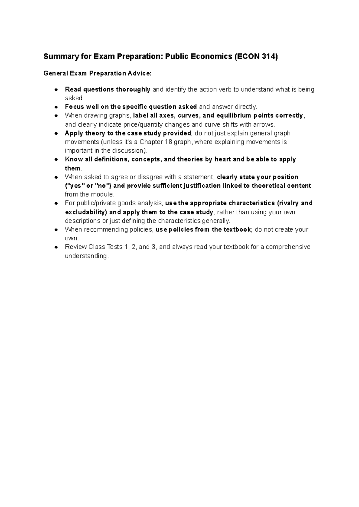 Econ 314 Final Exam Summary: Public Economics Study Guide - Studocu