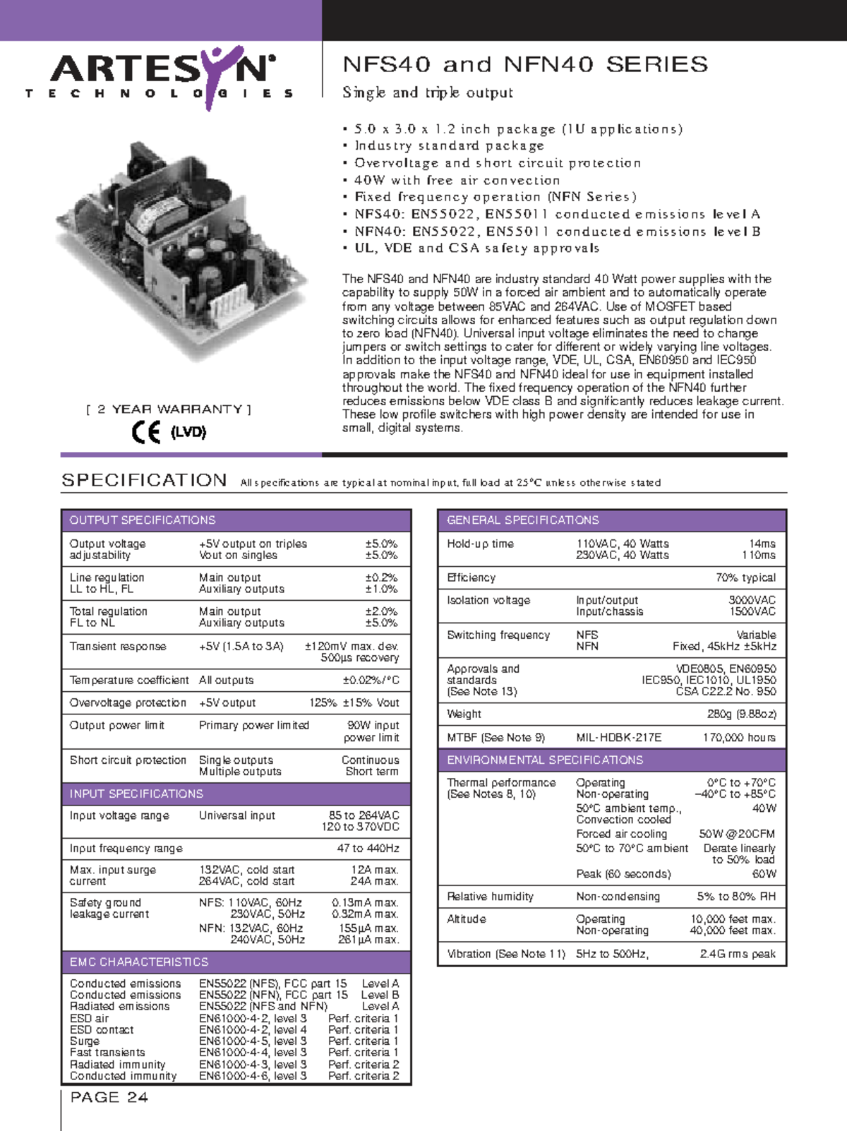 NFN40 Series 40W Power Supply Specifications and Features - Studocu