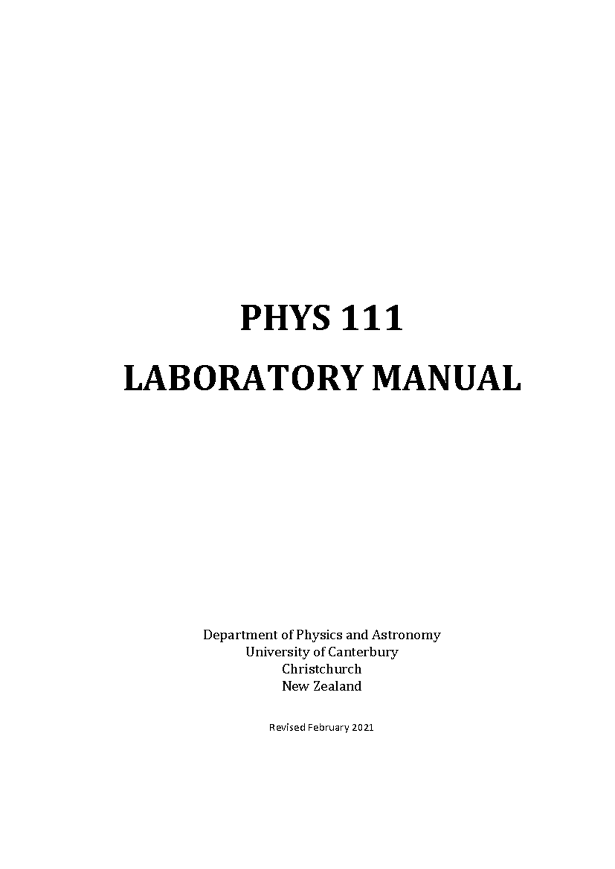 PHYS111 Laboratory Manual - 2021 Semester 1 Guide - Studocu
