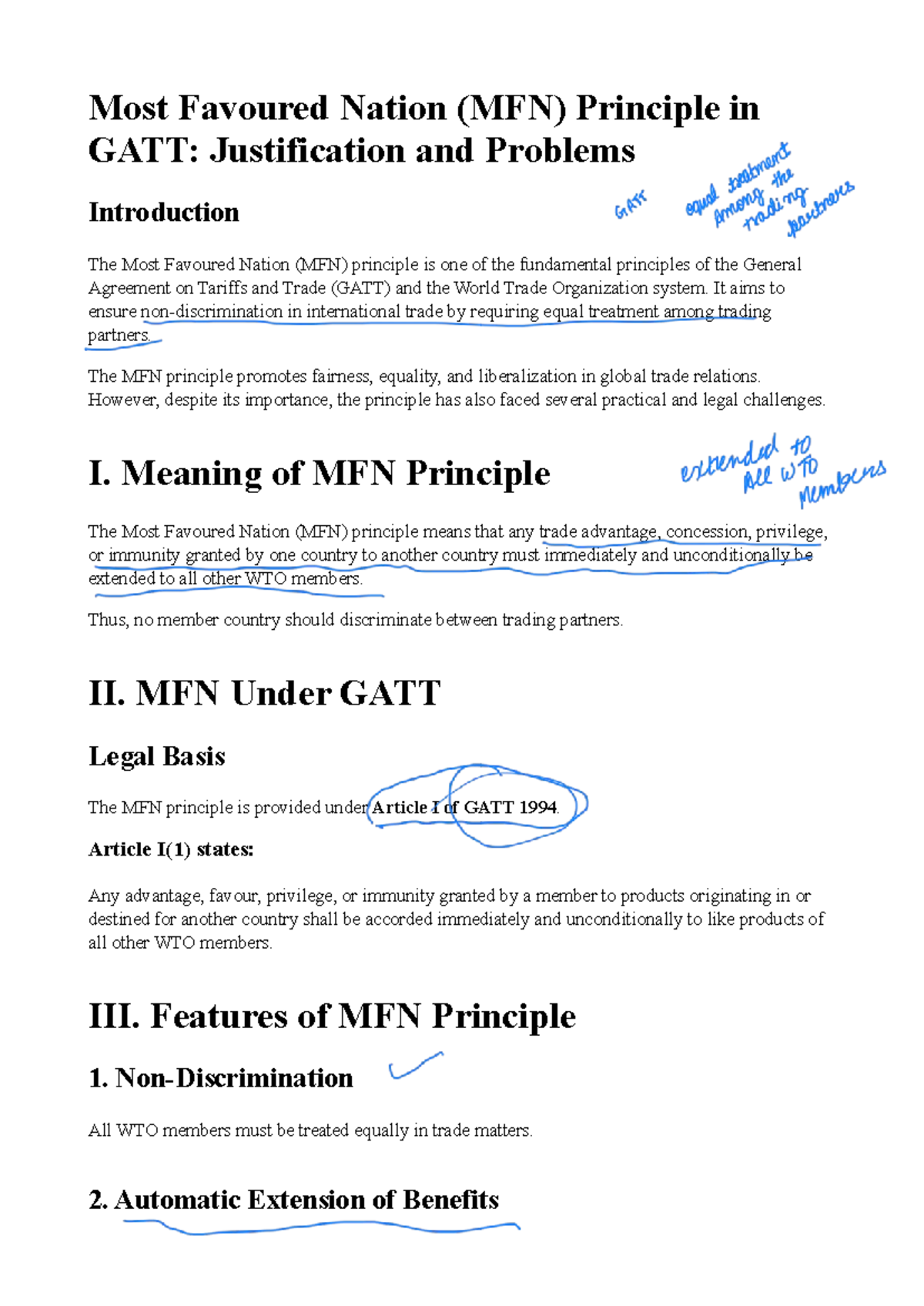 GATT 101: Most Favoured Nation Principle - Justifications & Challenges ...