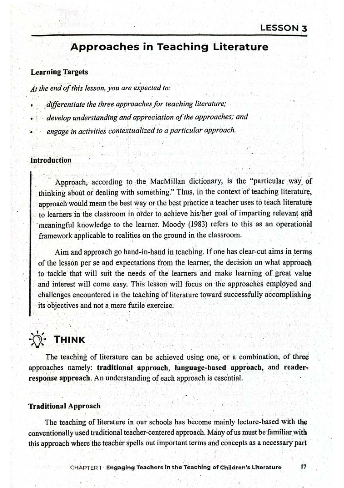 MC Eng 102 Lesson 3: Approaches to Teaching Literature - Studocu