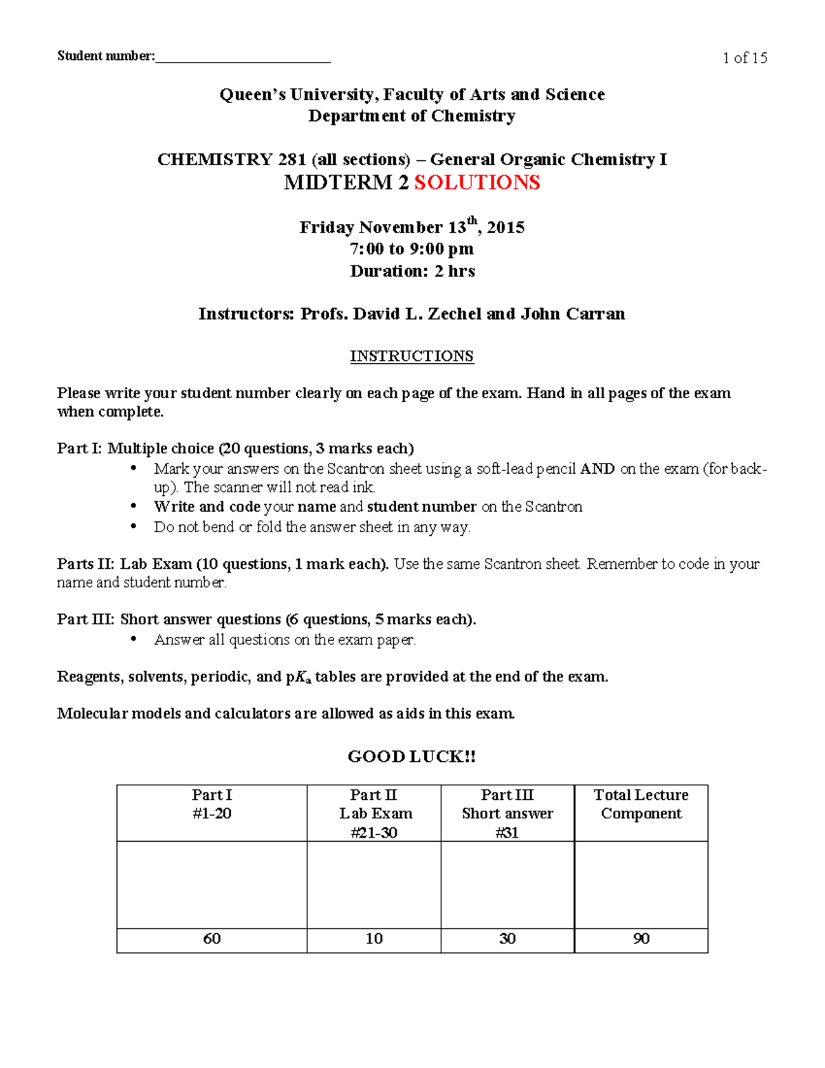 CHEM 281 Midterm 2 Review Questions and Solutions - Studocu