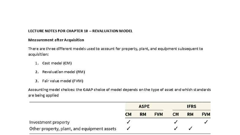 LECTURE NOTES FOR CHAPTER 10: REVALUATION MODEL (487815374) - Studocu