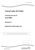 CLA1503 - Unisa - Commercial Law - Studocu