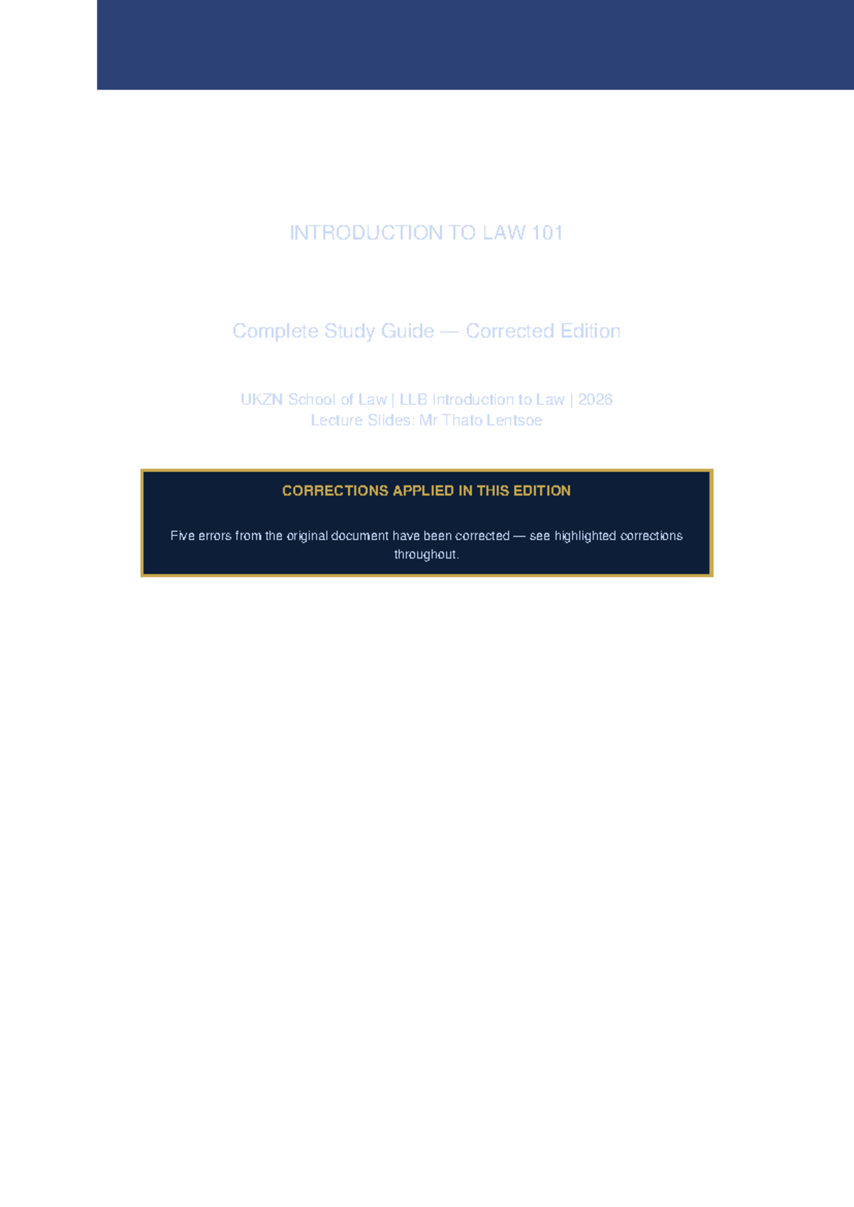 LAW 101: CRIMINAL LAW Complete Study Guide (Corrected Edition) - Studocu
