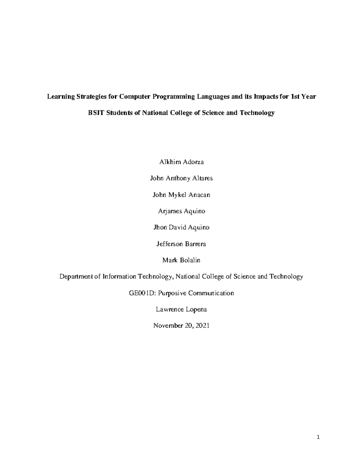 Mini Research Group 1 original - Learning Strategies for Computer ...