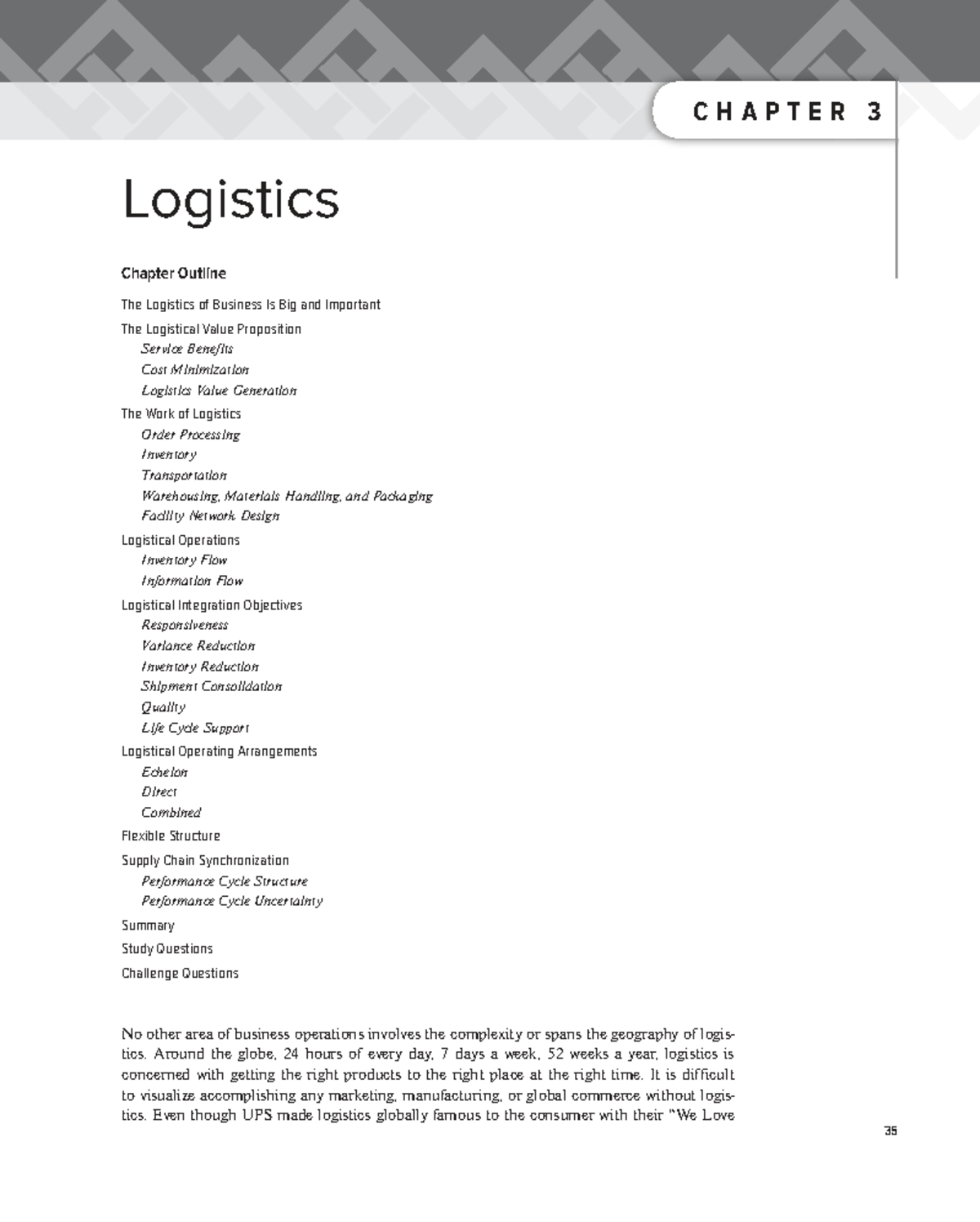 LOG 101 CHAPTER 3: Logistics Overview and Key Concepts - Studocu
