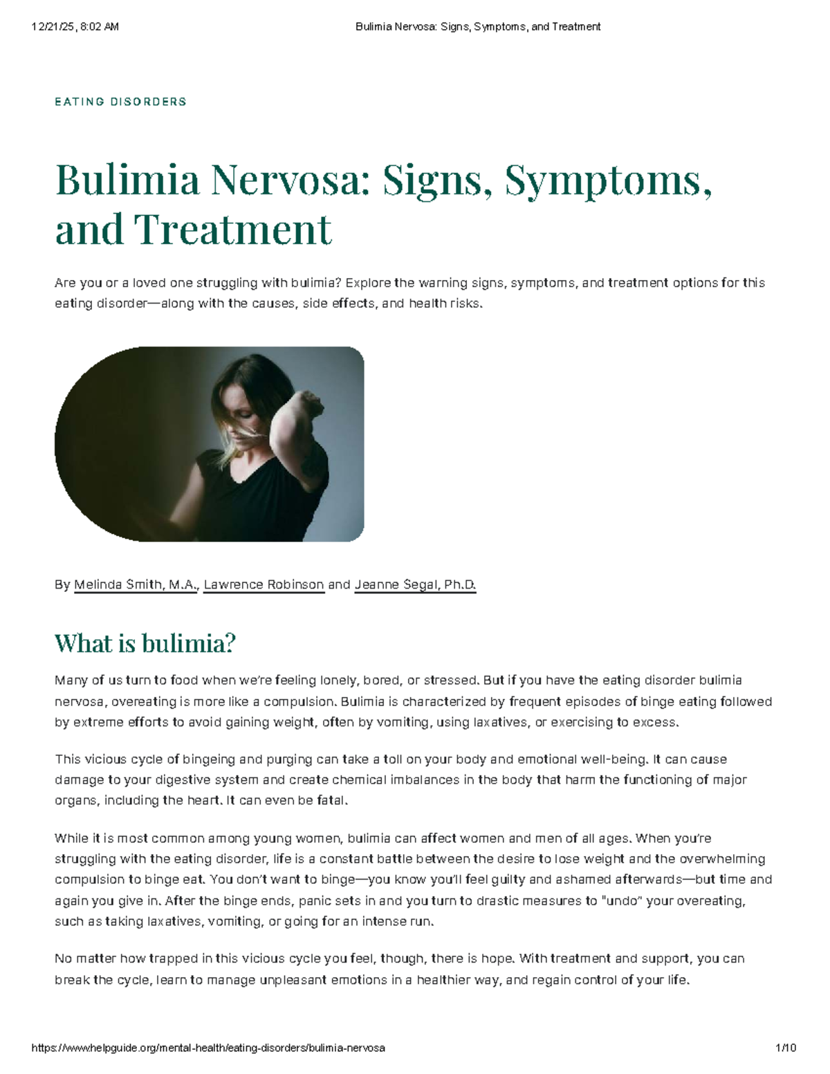 Bulimia Nervosa: Signs, Symptoms, and Treatment Overview - Studocu