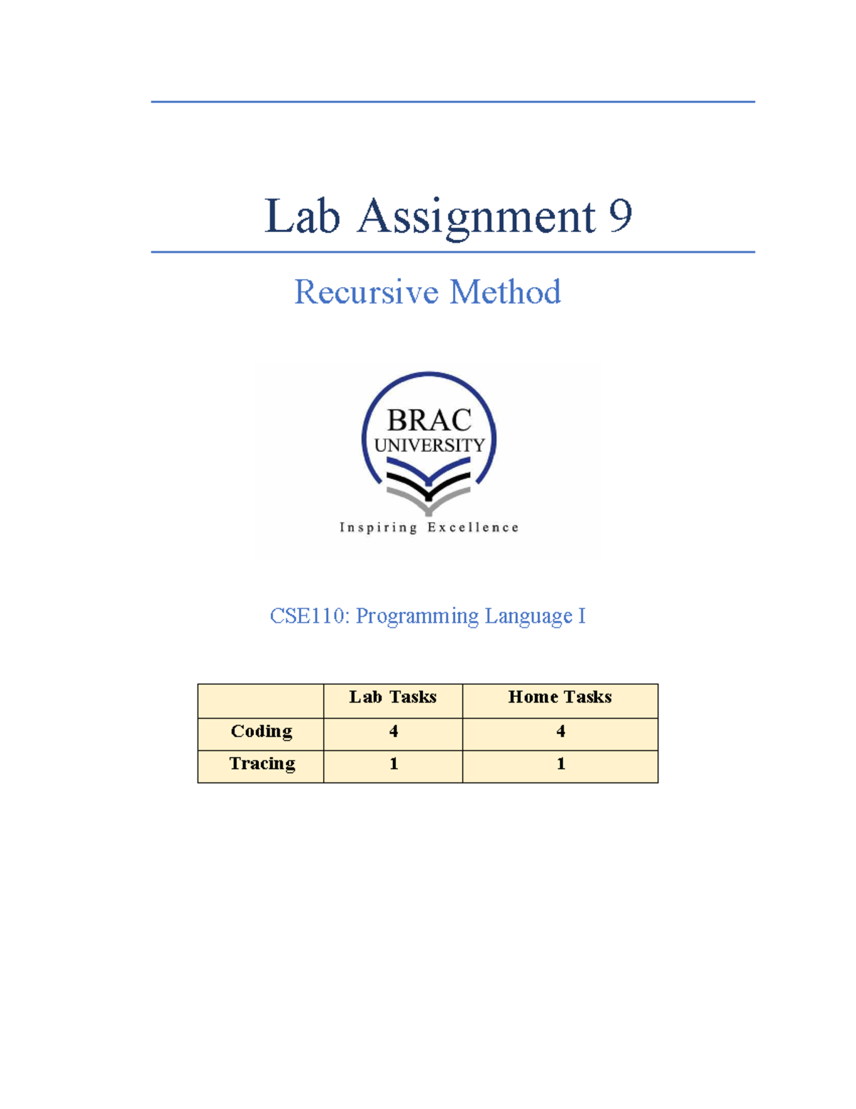 Lab Assignment 09: Recursive Methods in CSE110 - Studocu