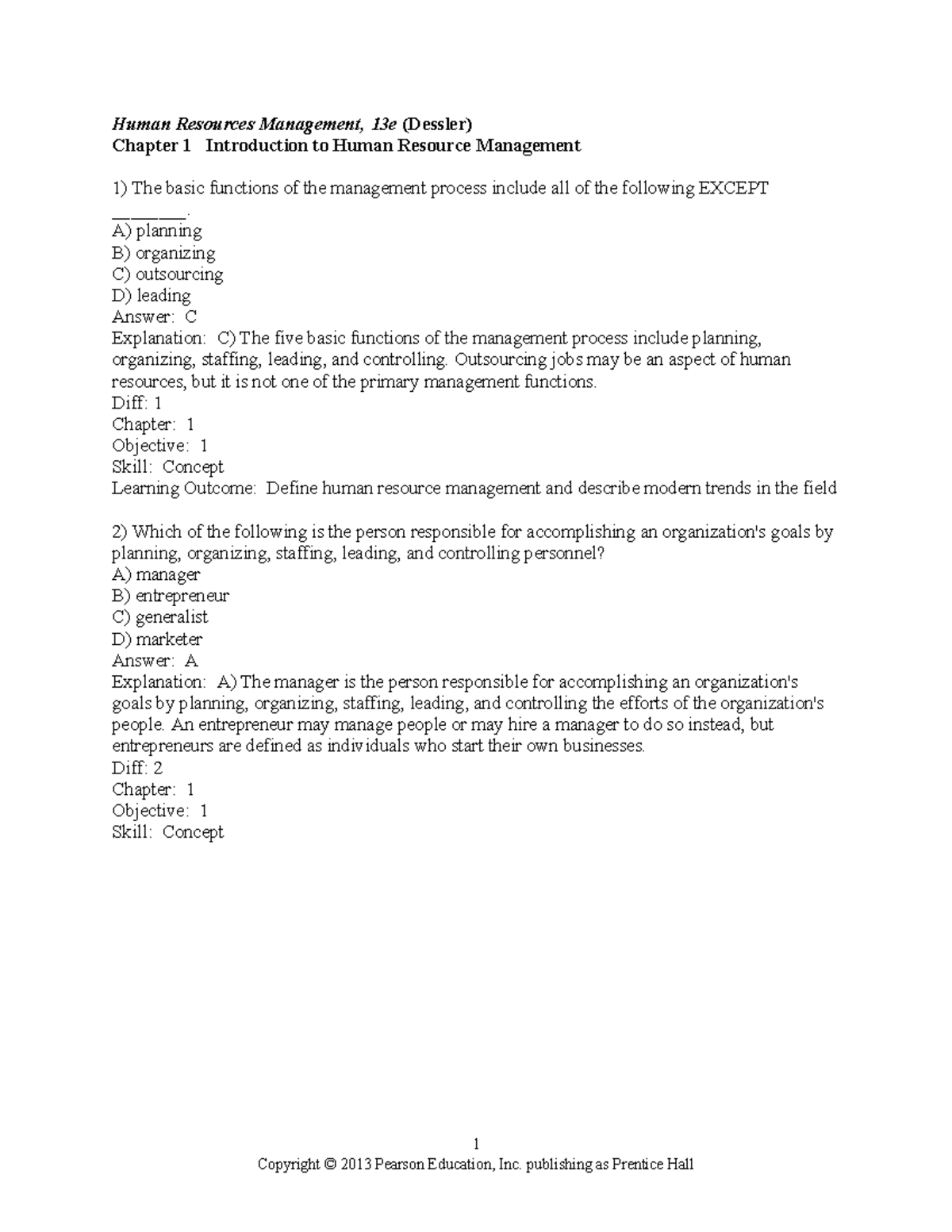 HRM 13e (Dessler) Chapter 1: Intro to Human Resource Management - Studocu