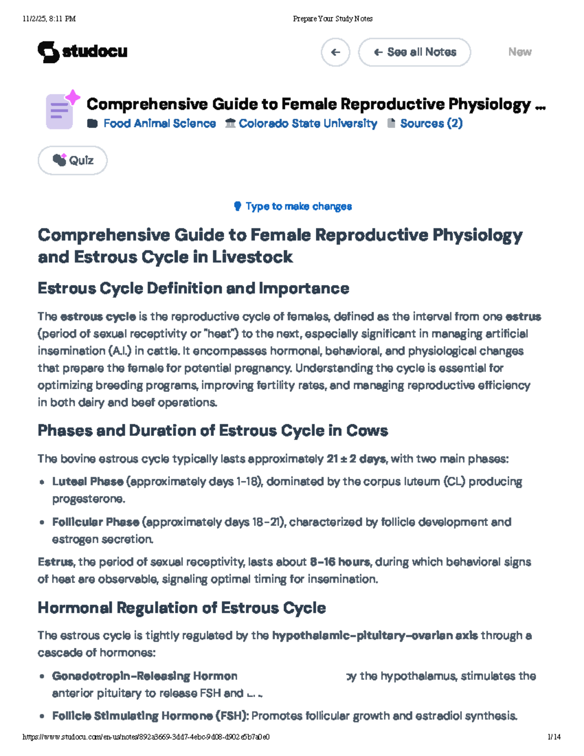 Comprehensive Guide to Female Reproductive Physiology (FAS 101) - Studocu