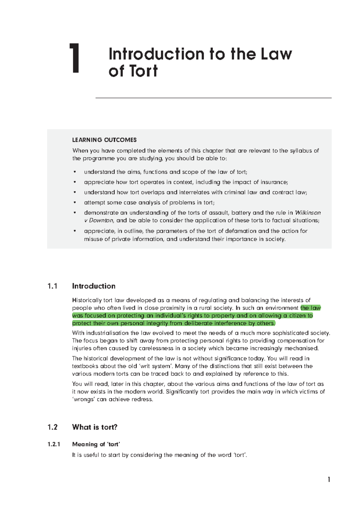 Introduction to the Law of Tort: An Overview of Key Principles - 1 ...