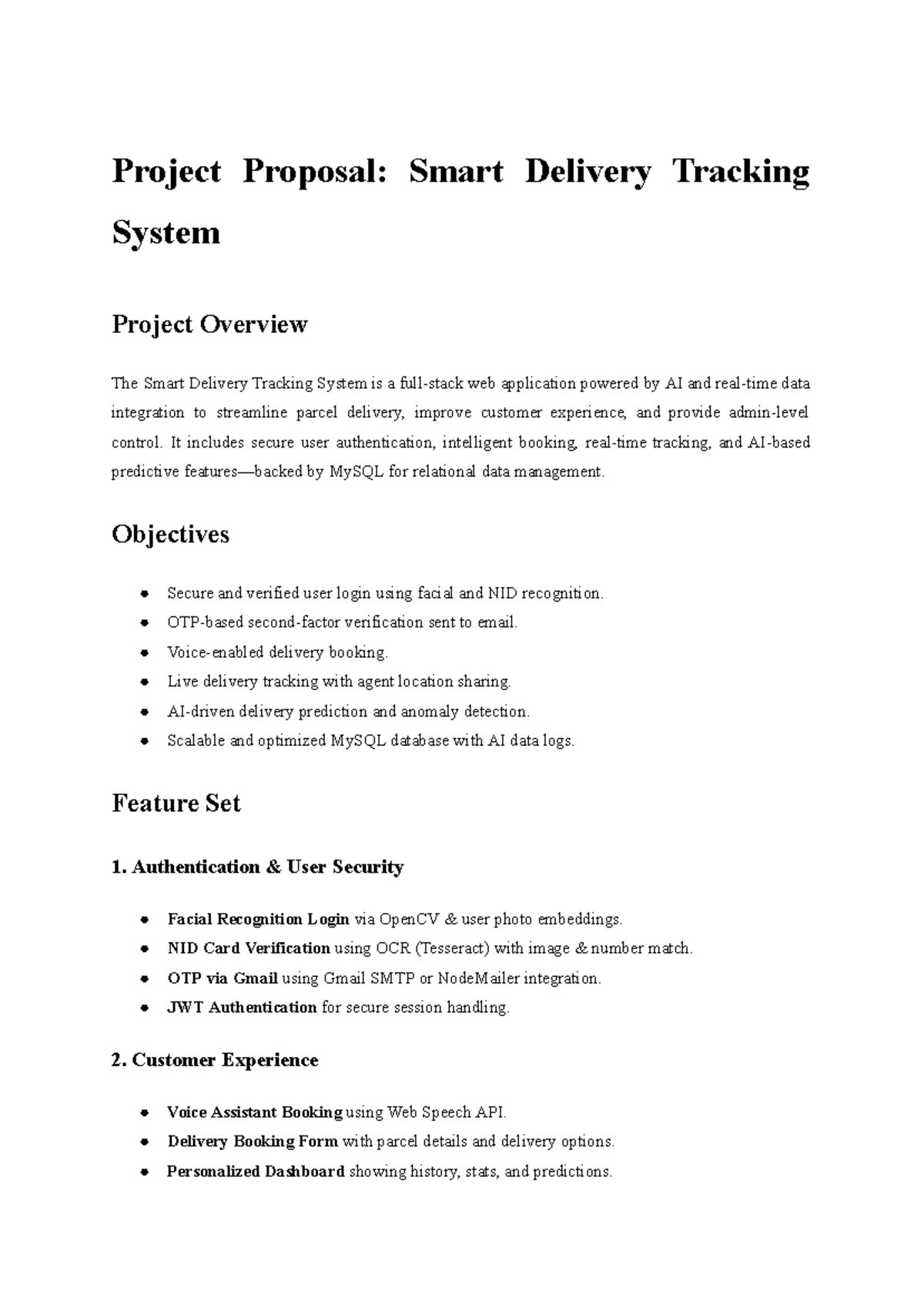 Project Proposal: Smart Delivery Tracking System (CS101) - Studocu