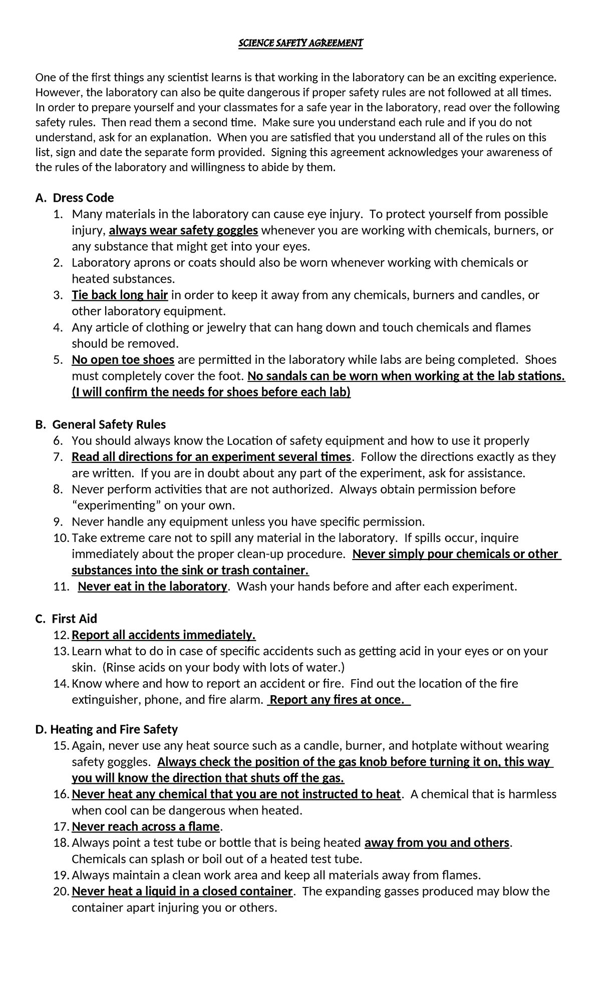 Biology Lab Safety Guidelines (BIO 20) - Studocu