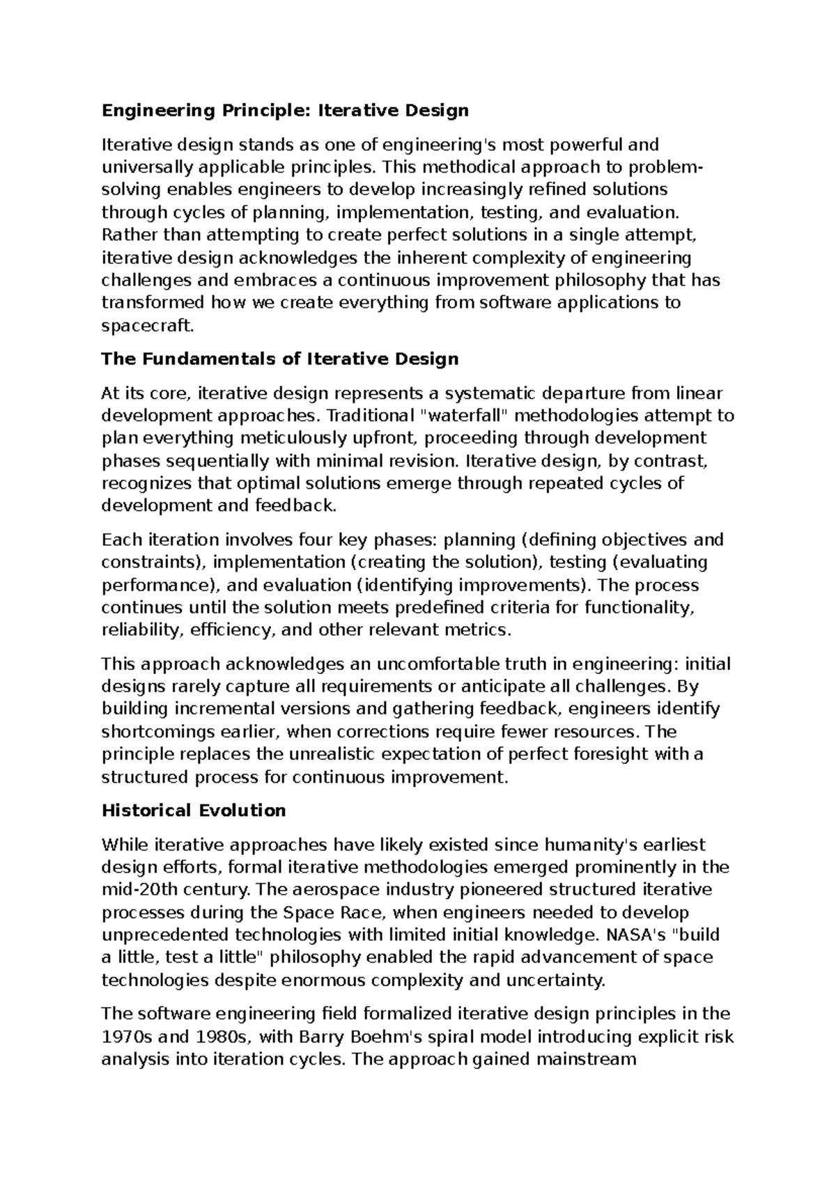 Iterative Design Principles in Engineering: A3 048310 Overview - Studocu