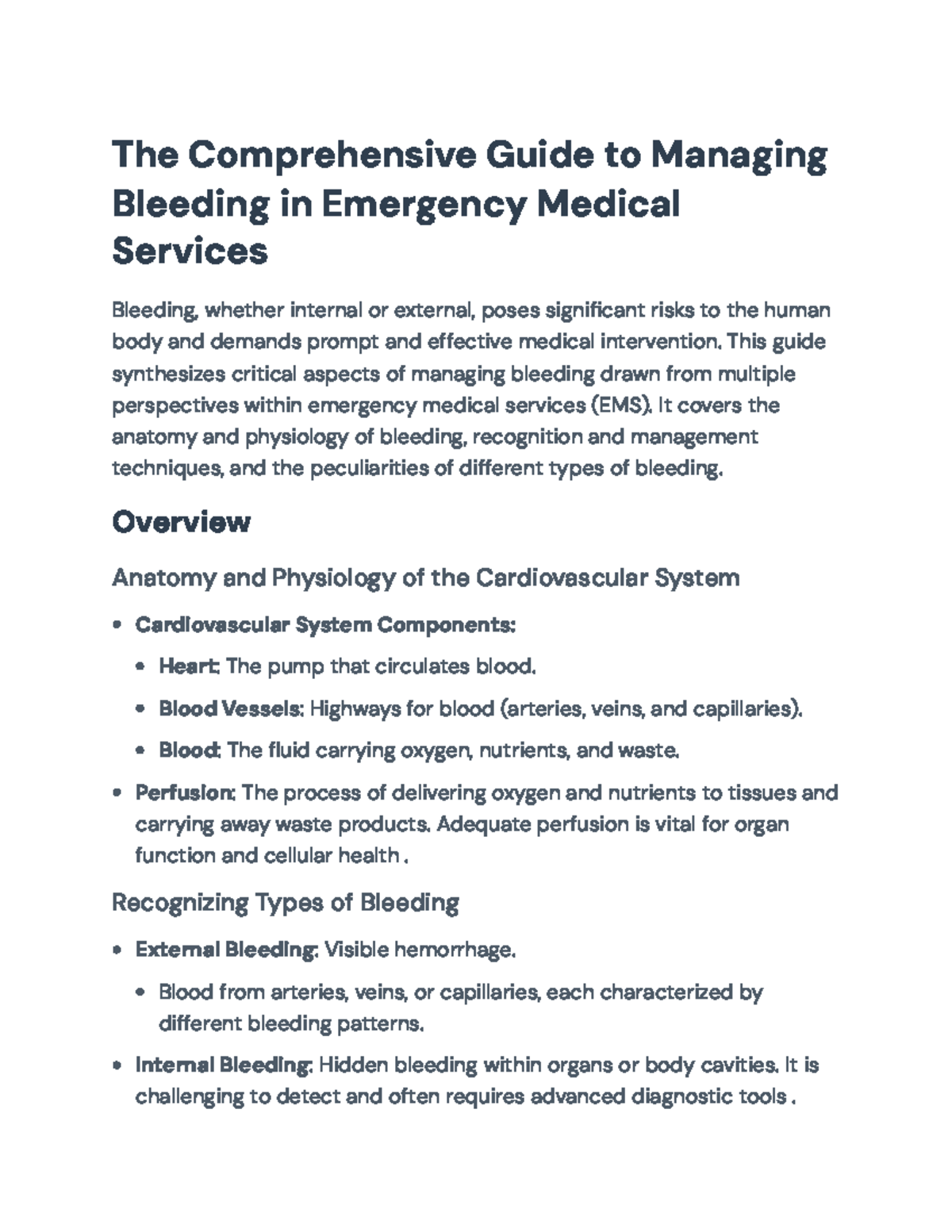 Comprehensive EMS Guide: Managing Bleeding in Emergency Situations ...