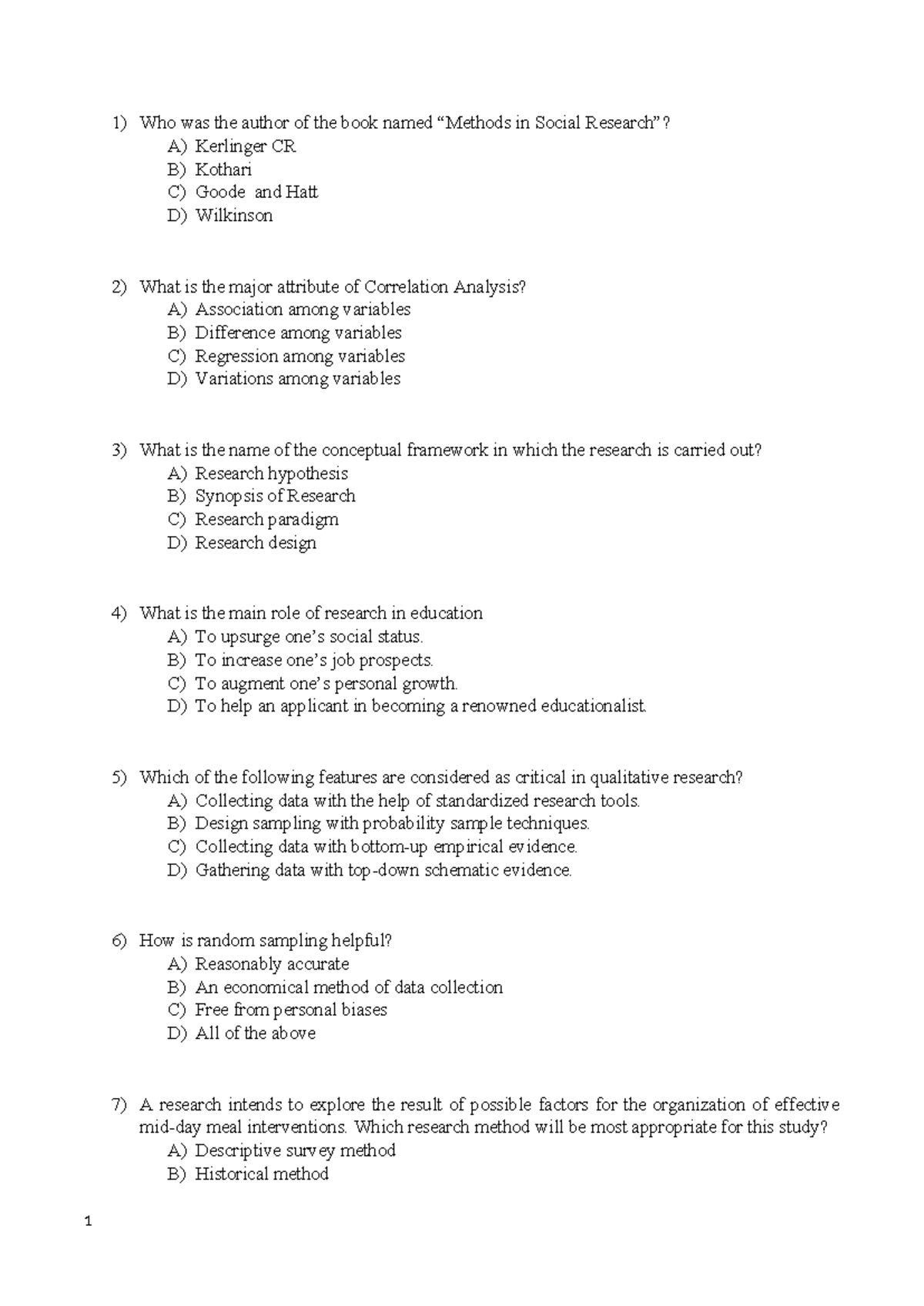 Research Questions & Answers - 1 (Course Code: 20251230) - Studocu