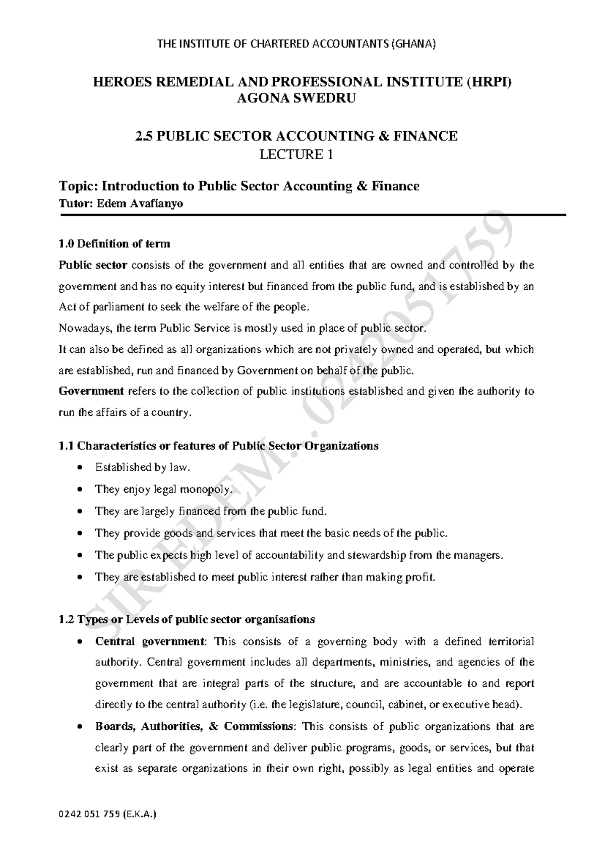 PSA 2.5: Introduction to Public Sector Accounting Finance - Lecture 1 ...