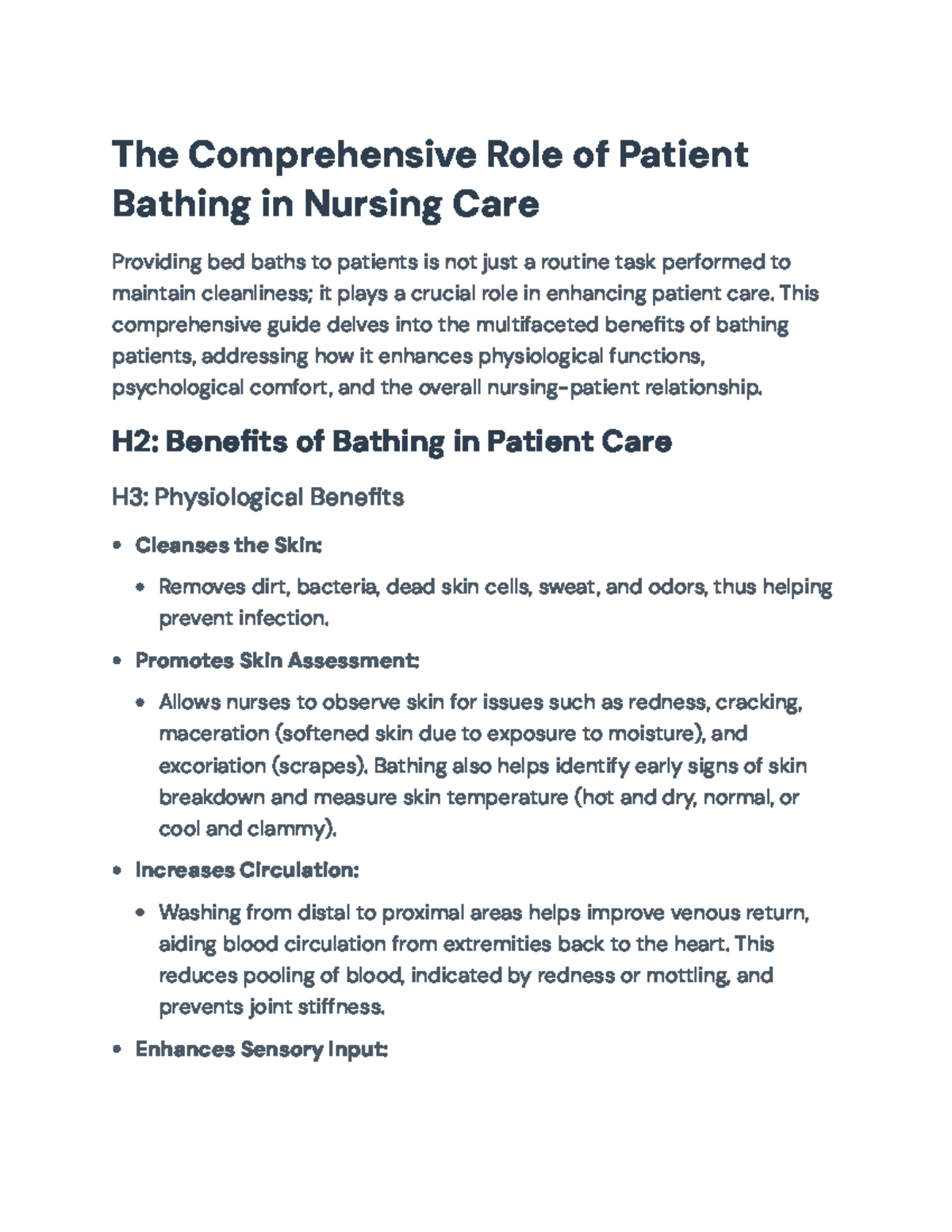 The Comprehensive Role of Patient Bathing in Nursing Care - The ...