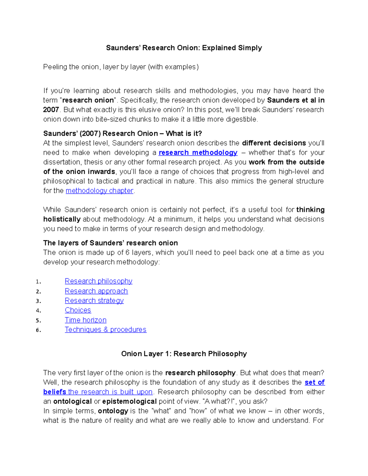 Saunders' Research Onion: A Comprehensive Breakdown of Methodology ...