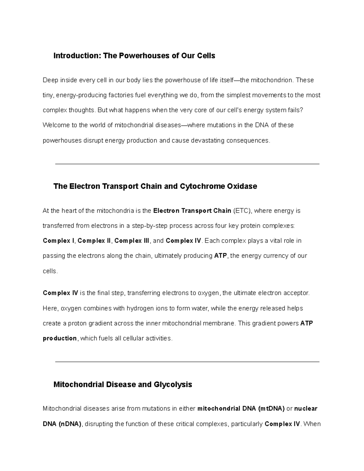 Script FOR BIO Assignment - Introduction: The Powerhouses of Our Cells ...