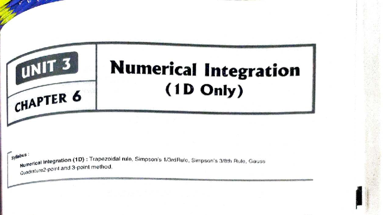 Numerical Integration (1D Only) - UNIT 3 Notes & Practice (SPPU) - Studocu
