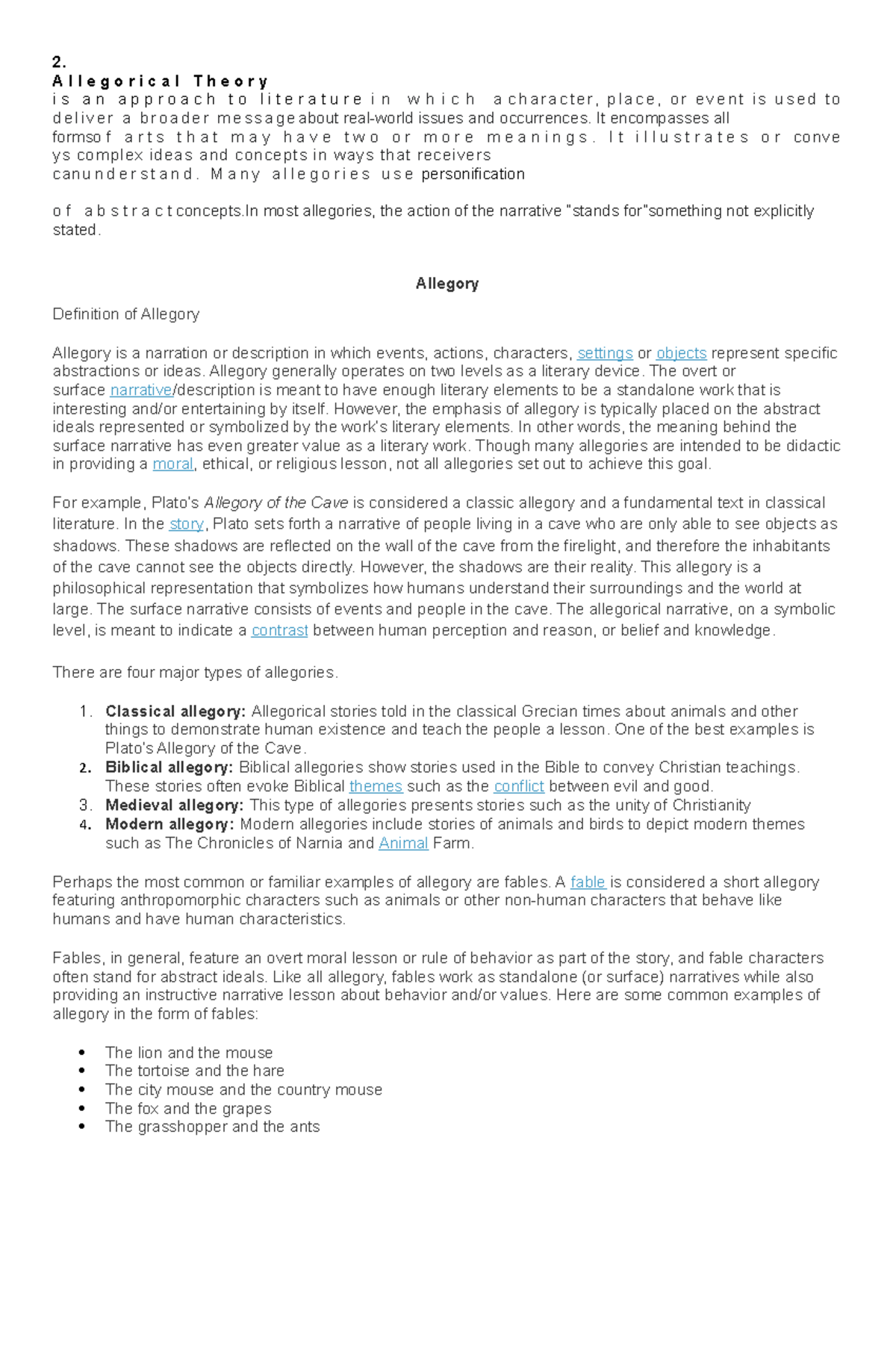 Allegorical Theory and Its Significance in Literature Analysis - Studocu