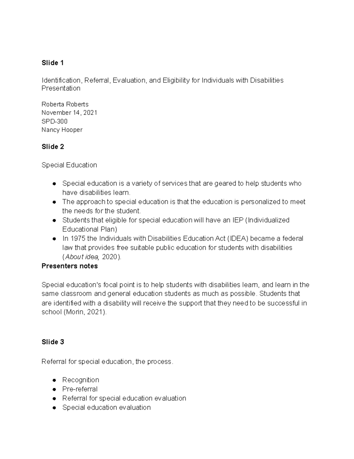 Identification and Referral Process for Special Education (SPED 101 ...