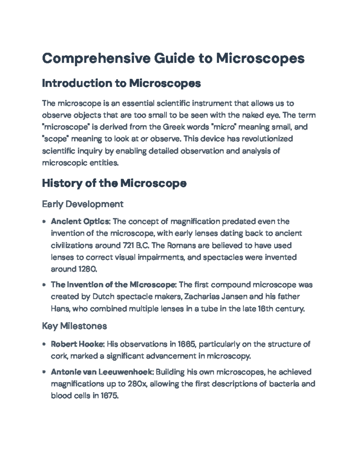Microscope Types & Applications: A Comprehensive Overview Guide - Studocu