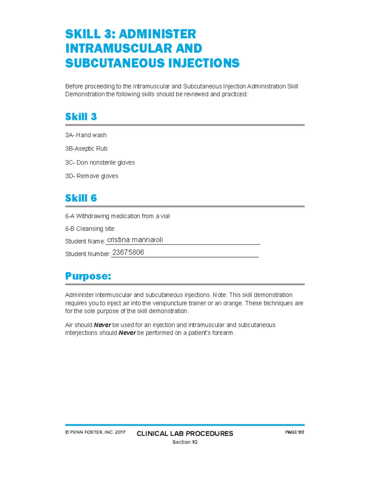 SKILL 3: INTRAMUSCULAR & SUBCUTANEOUS INJECTION ADMINISTRATION - Studocu