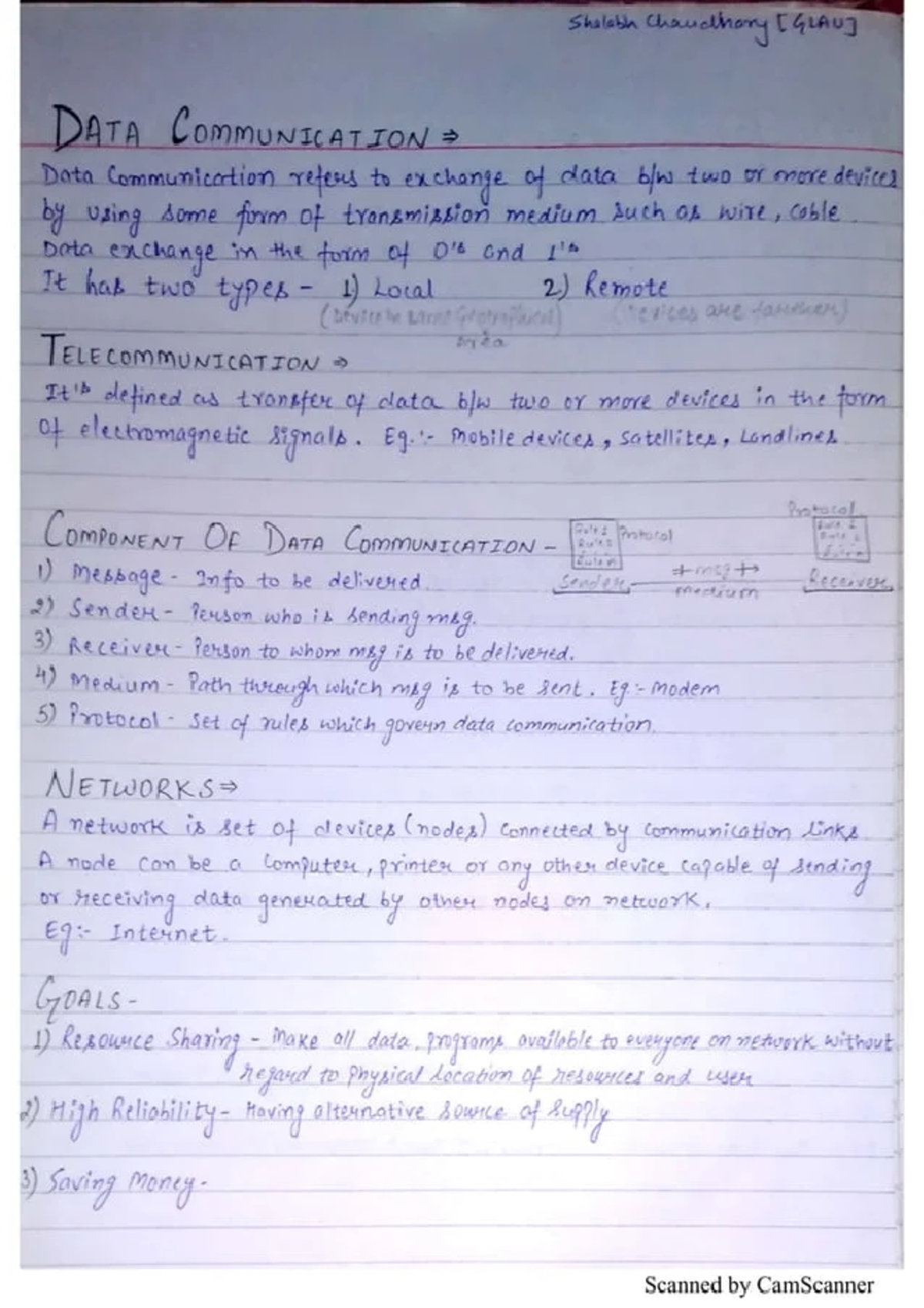 DATA COMMUNICATION & NETWORKING NOTES (Course Code: DCN101) - Studocu