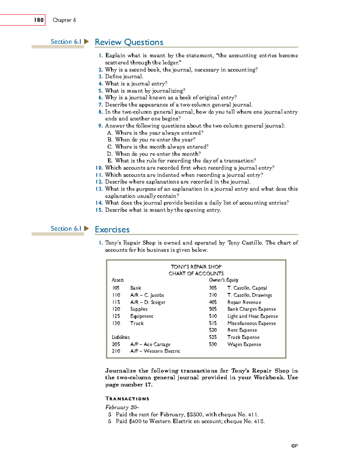 Chapter 6 Review Qs & Exercises (Pages 191-195) - ACCT101 - Studocu
