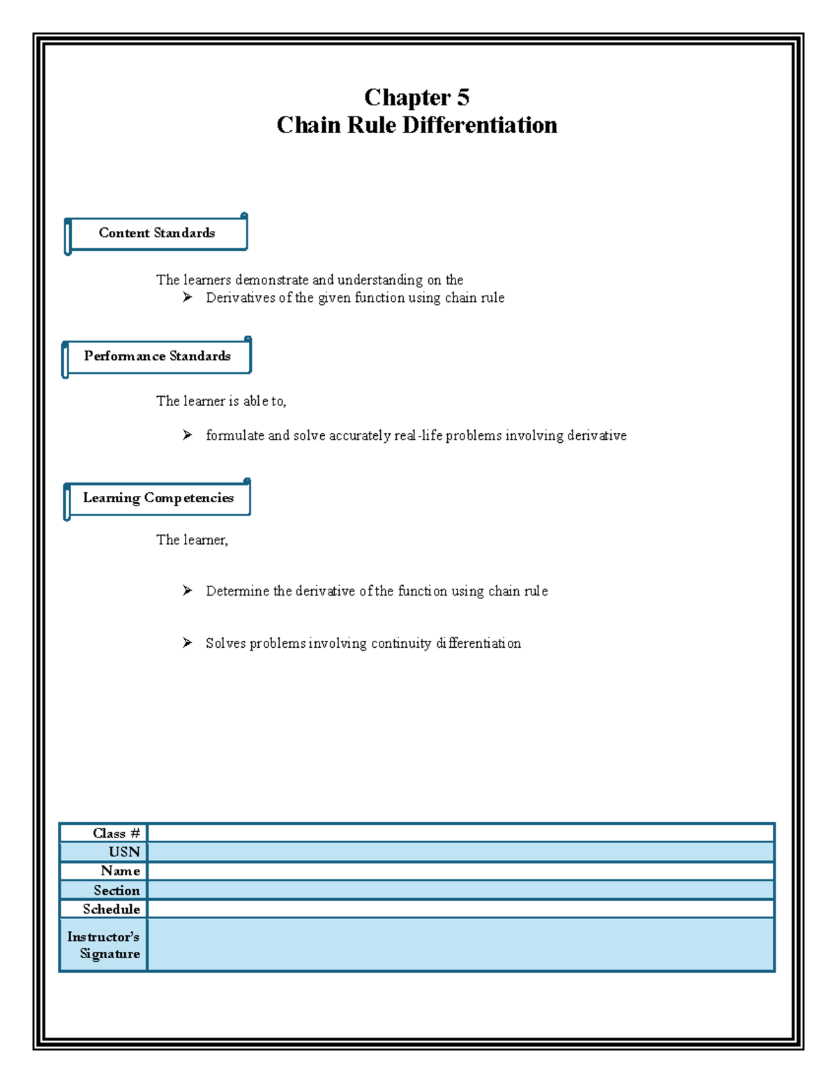 Chapter 5: Chain Rule Differentiation in Basic Calculus (BFC 101) - Studocu