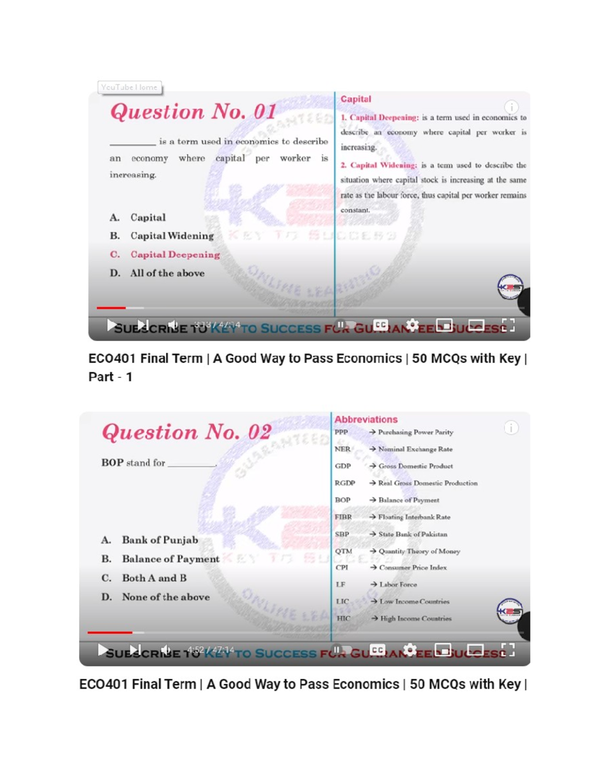 ECO401 Final Term MCQs: Key Concepts in Economics - Studocu